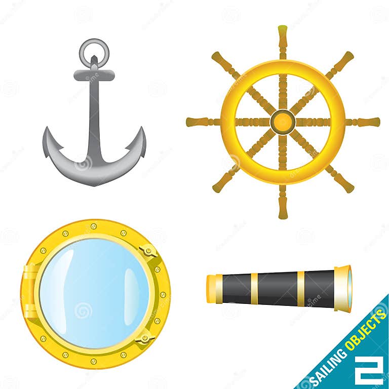 Sailing objects 2 stock vector. Illustration of route - 4470297