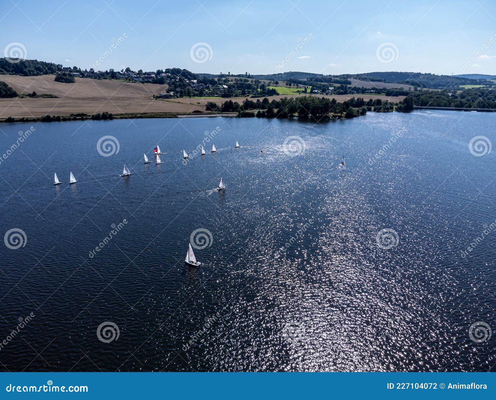 Sailing on the Pirk Dam in Vogtland Stock Photo - Image of forest ...