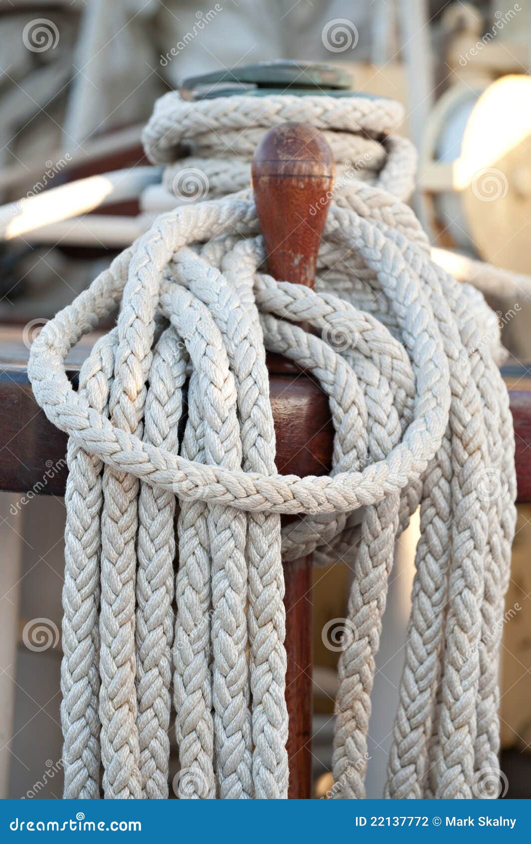 Sailing rope stock photo. Image of focus, post, wood - 22137772