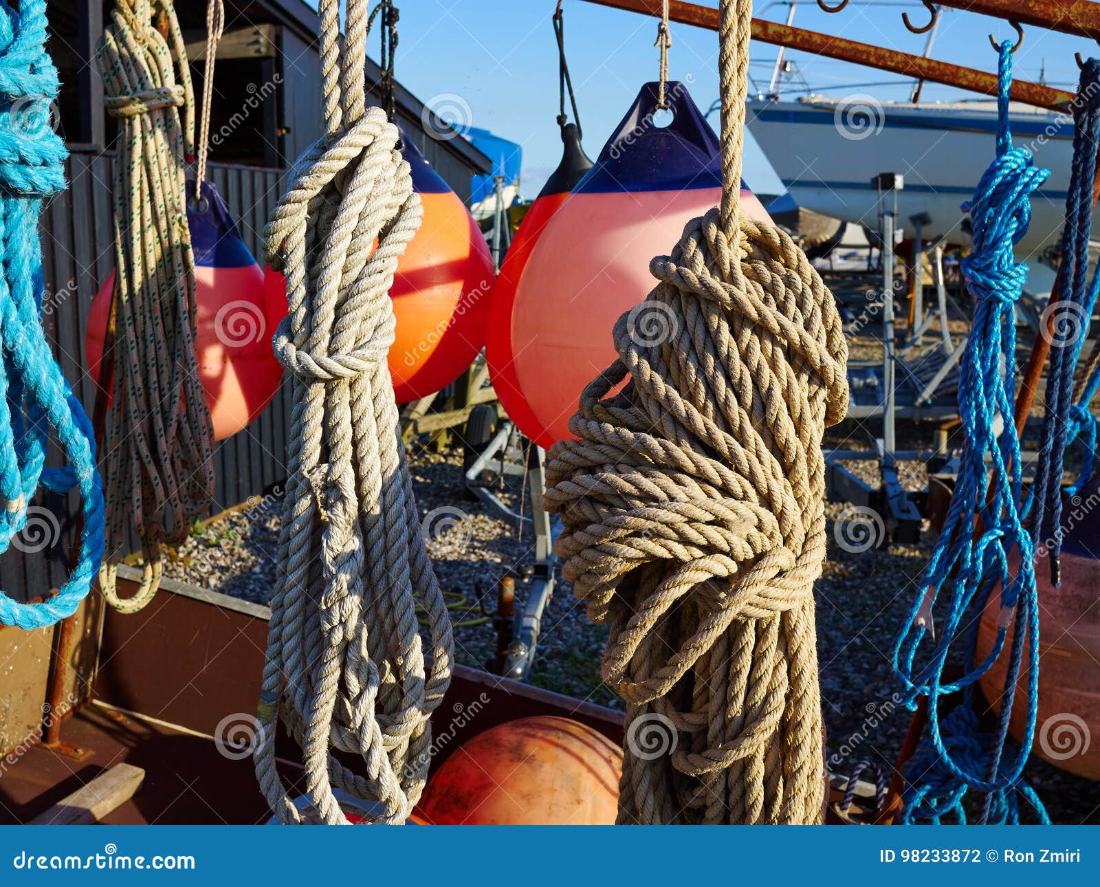 Sailing Ropes,buoy and Securing Equipment Stock Photo - Image of detail ...