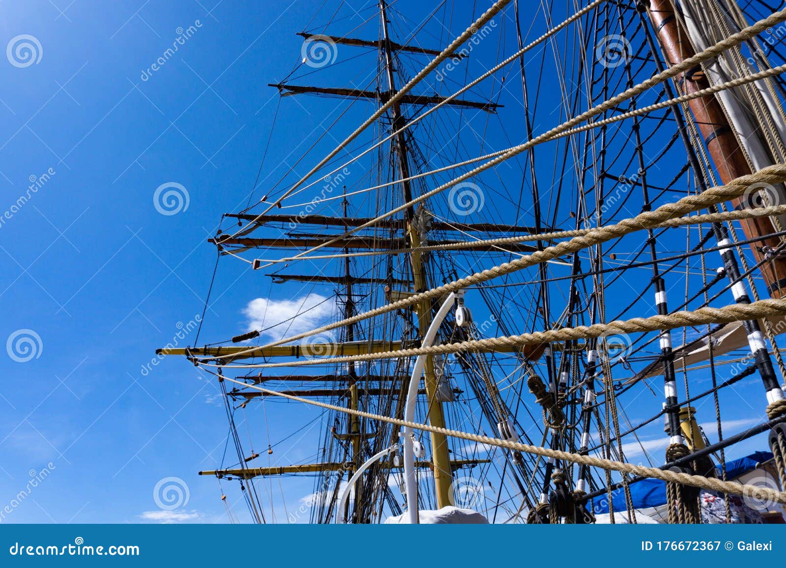 Sailing ropes of ship stock image. Image of nautical - 176672367