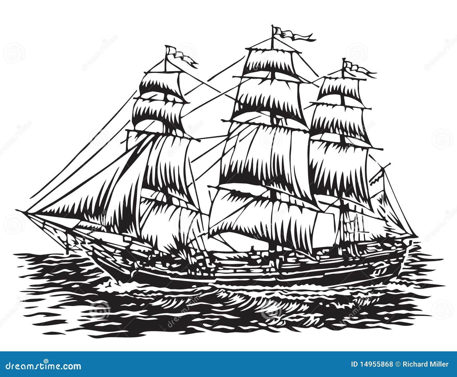 Sailing ship stock vector. Illustration of windjammer - 14955868