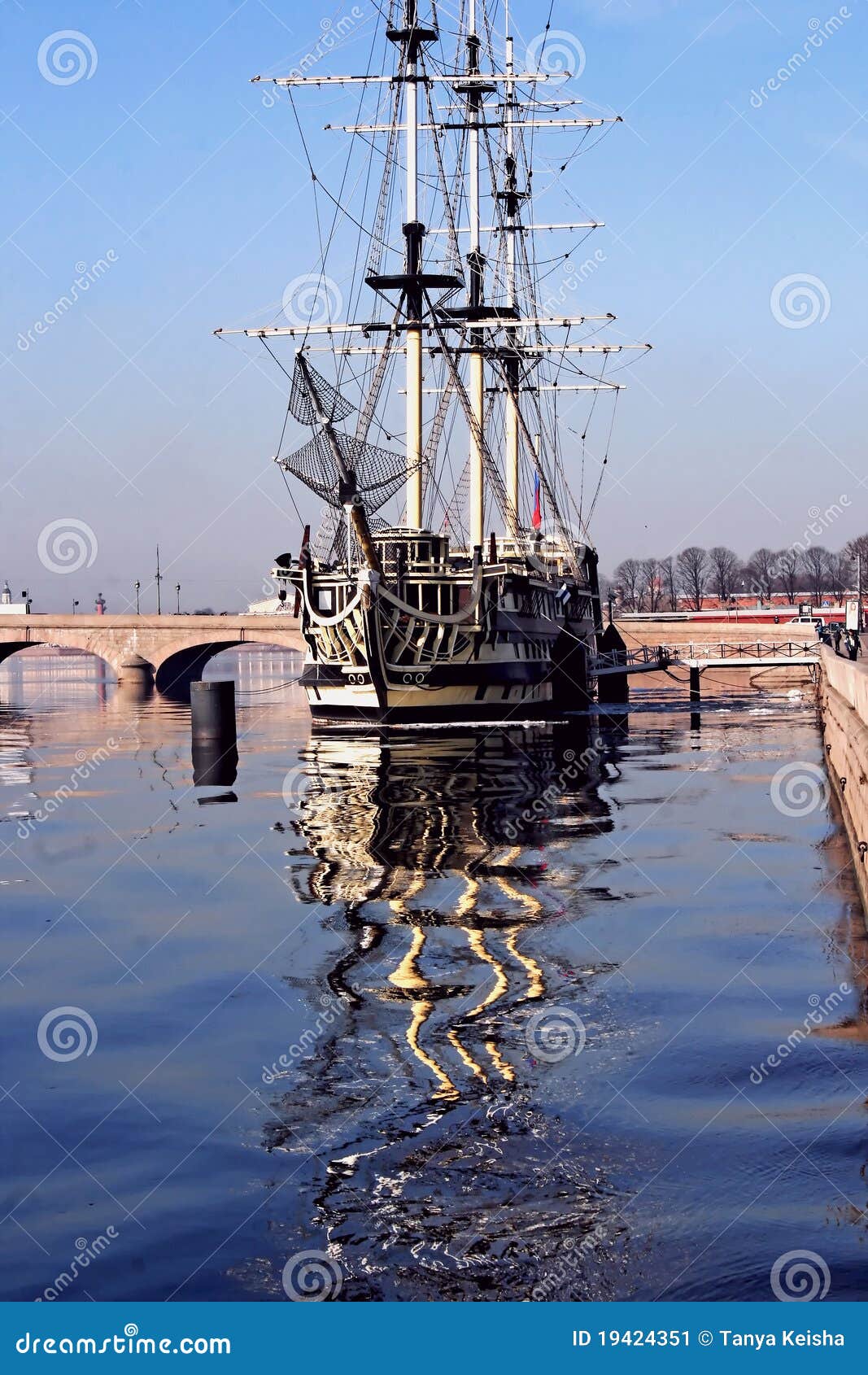 A Sailing Ship Anchored in Neva Stock Image - Image of journey, cities ...
