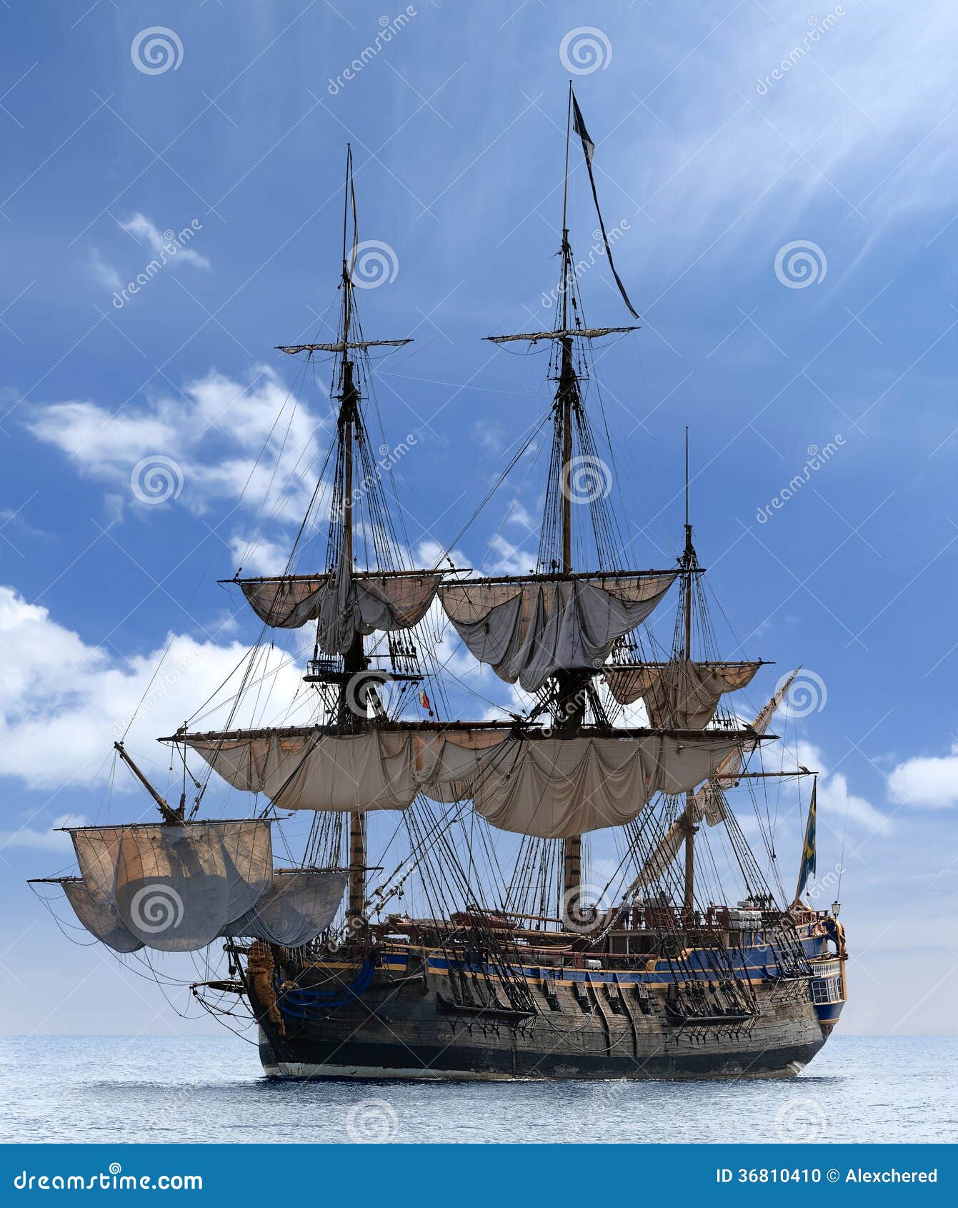 Beautiful Sailing Ship in Baltic Sea, Sweden - Scandinavia Stock Photo ...