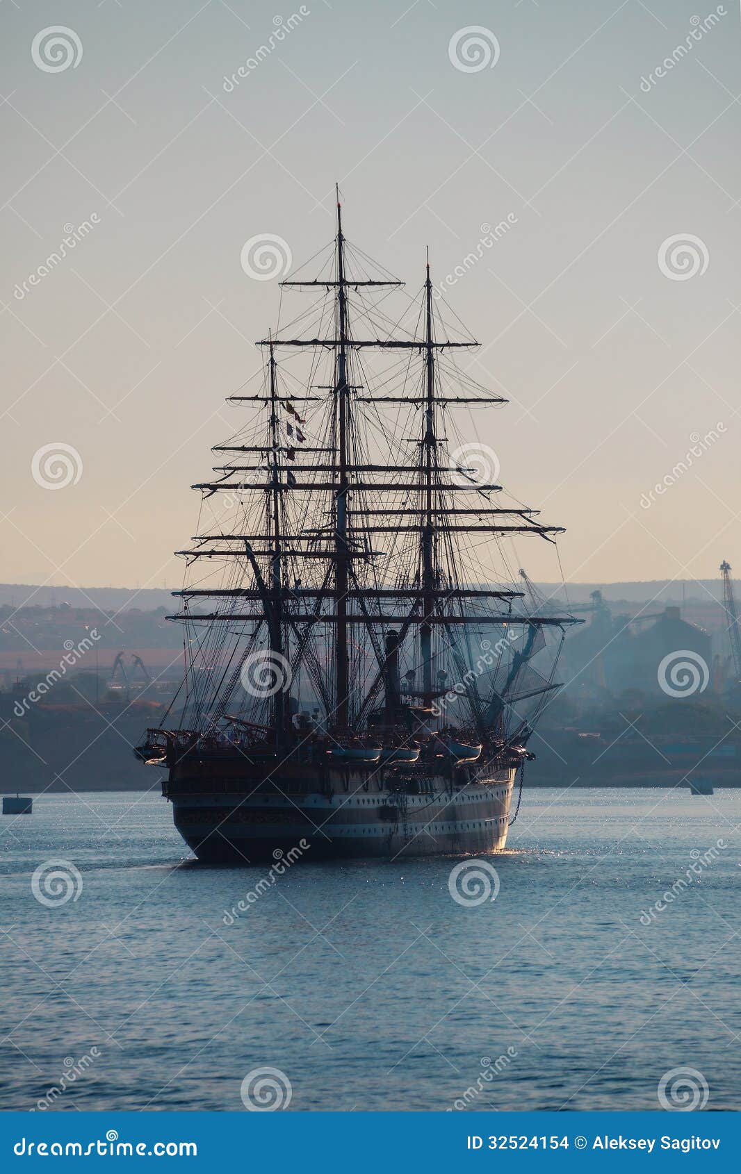 Sailing ship in the bay stock photo. Image of port, yacht - 32524154