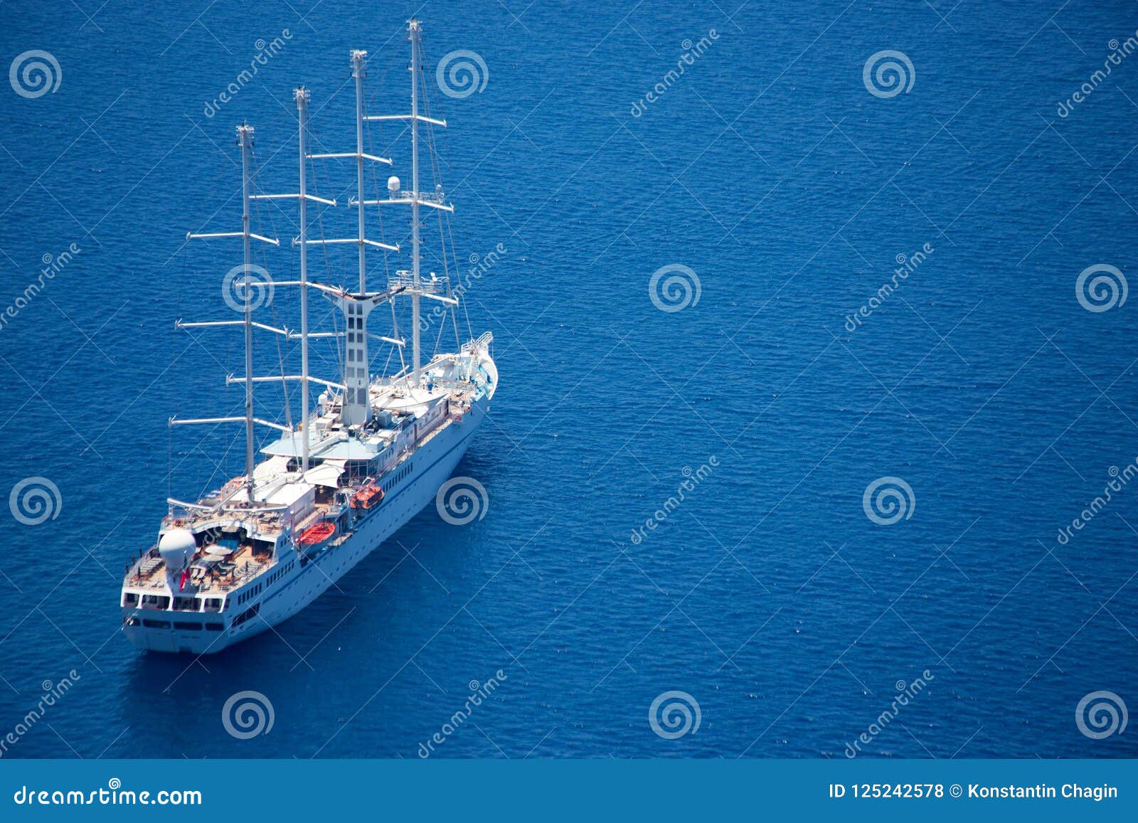 Ship in the blue sea stock photo. Image of breeze, deck - 125242578