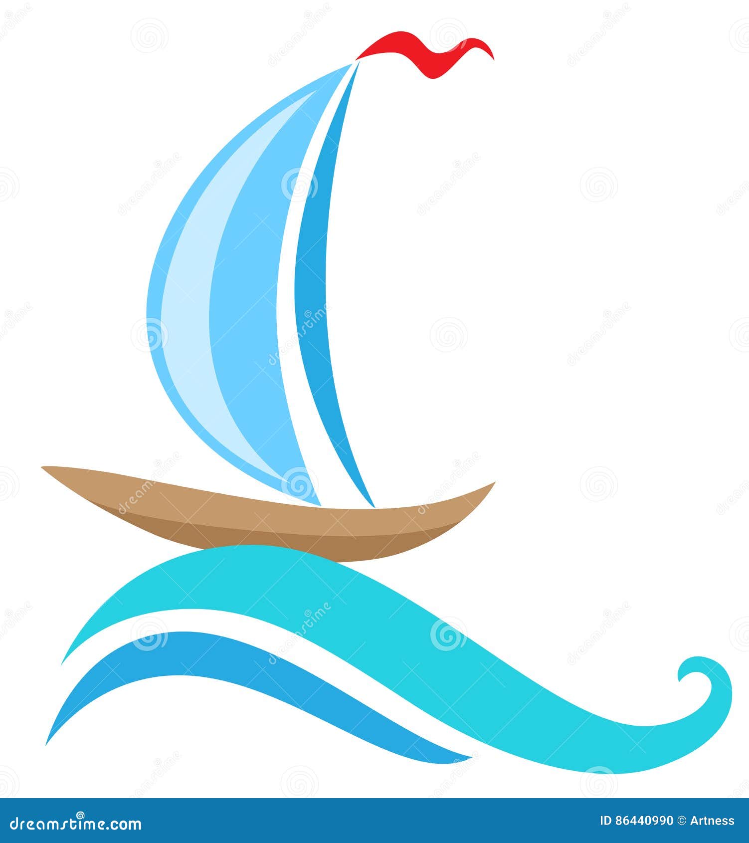 Sailing ship and blue wave stock vector. Illustration of sail - 86440990