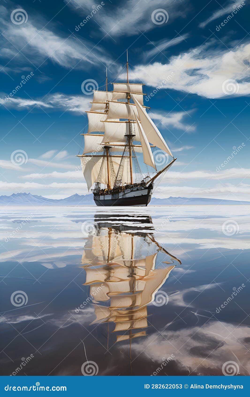 A Sailing Ship in a Calm Harbor, Generative AI 1 Stock Image - Image of ...