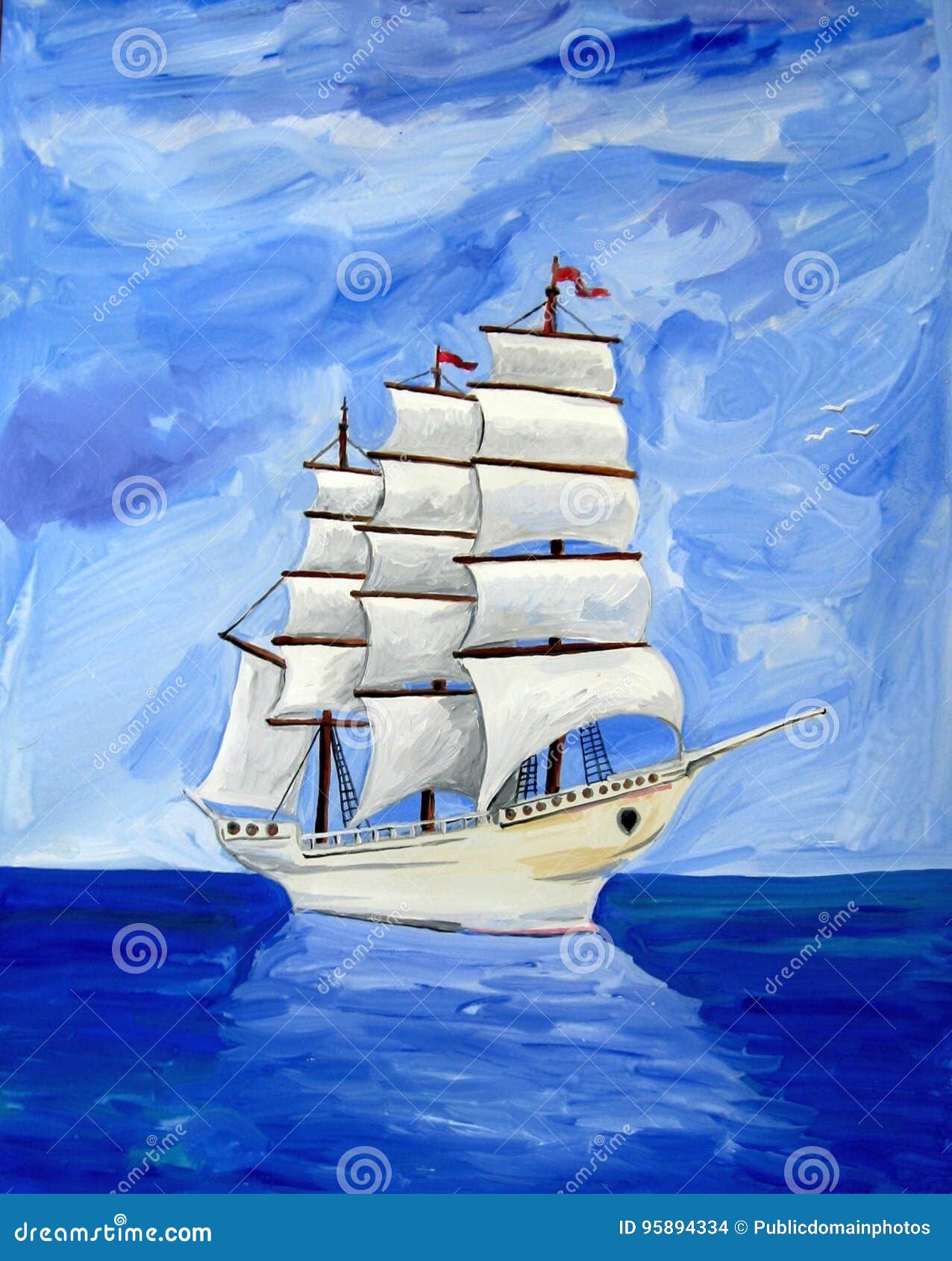 Sailing Ship, Caravel, Barque, Full Rigged Ship Picture. Image: 95894334