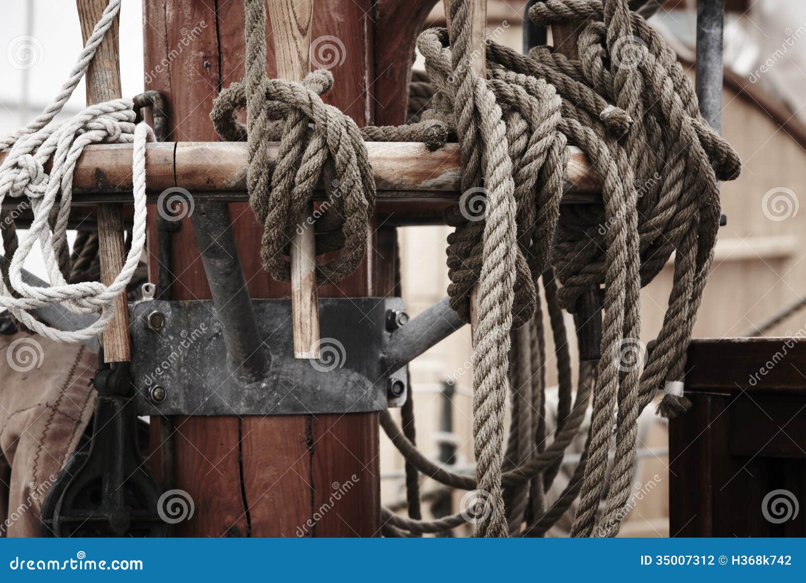 Sailing Ship Details Mast and Ropes Stock Photo - Image of sports, city ...