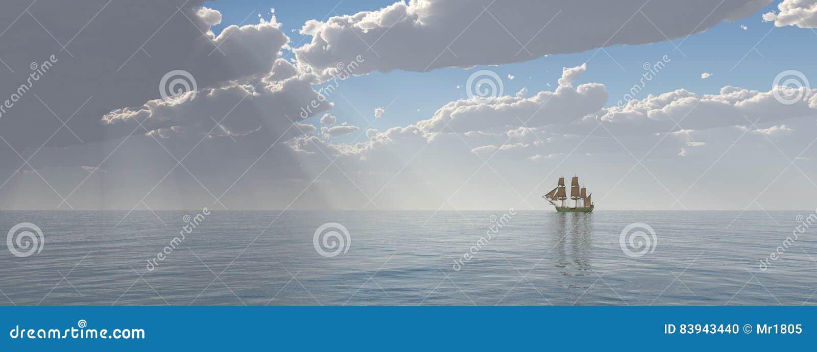 Sailing Ship in the Distance Stock Illustration - Illustration of ...