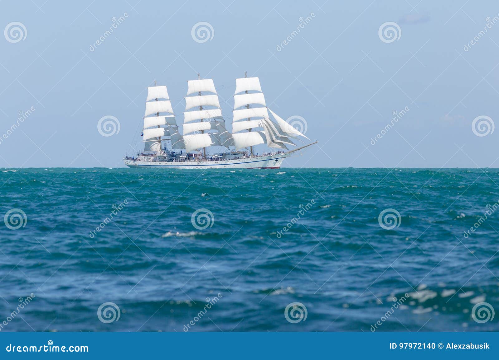Sailing Ship Floating in Black Sea Stock Photo - Image of resting ...