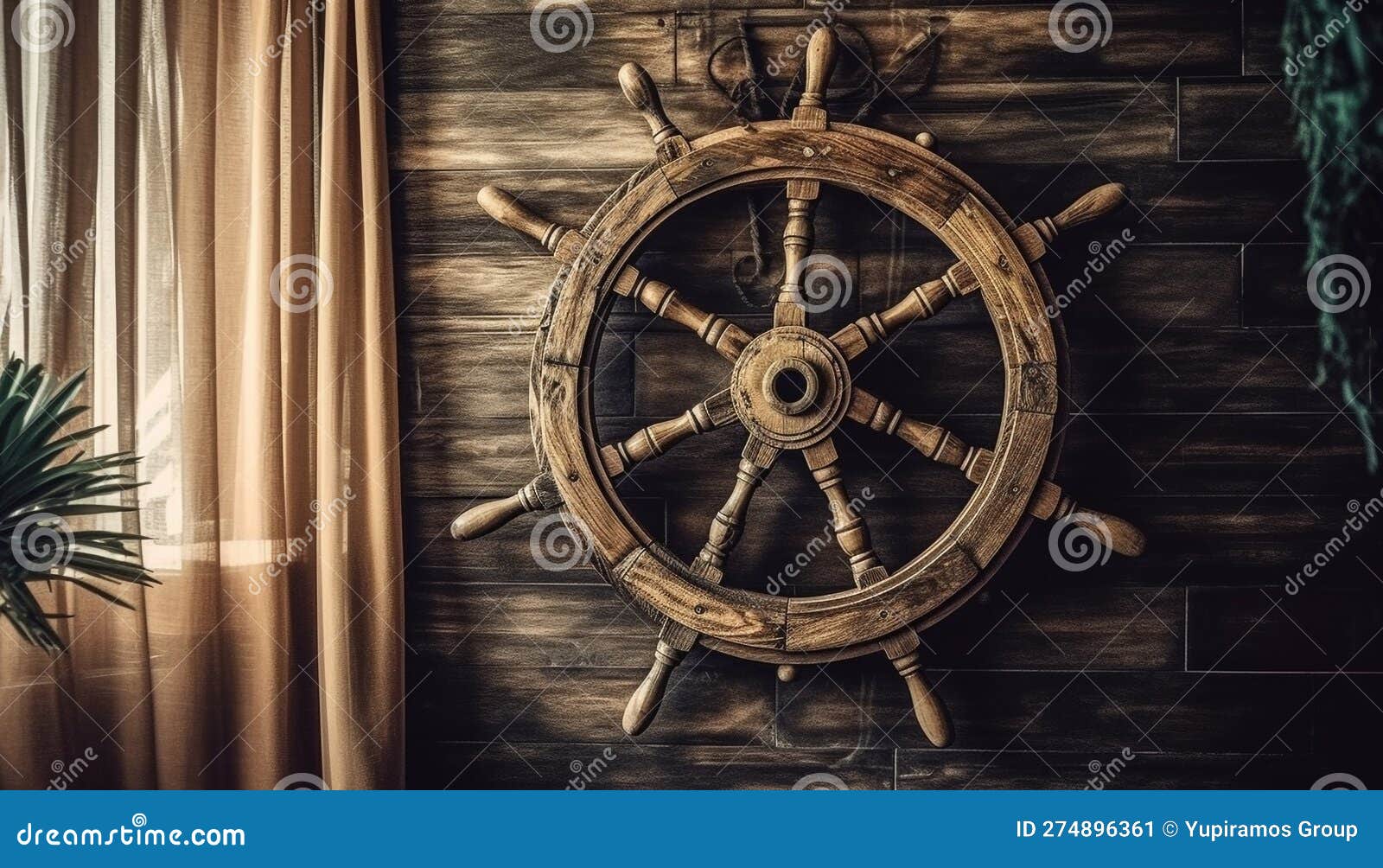 Sailing Ship Helm, Rudder and Wheel Wave Generated by AI Stock Image ...