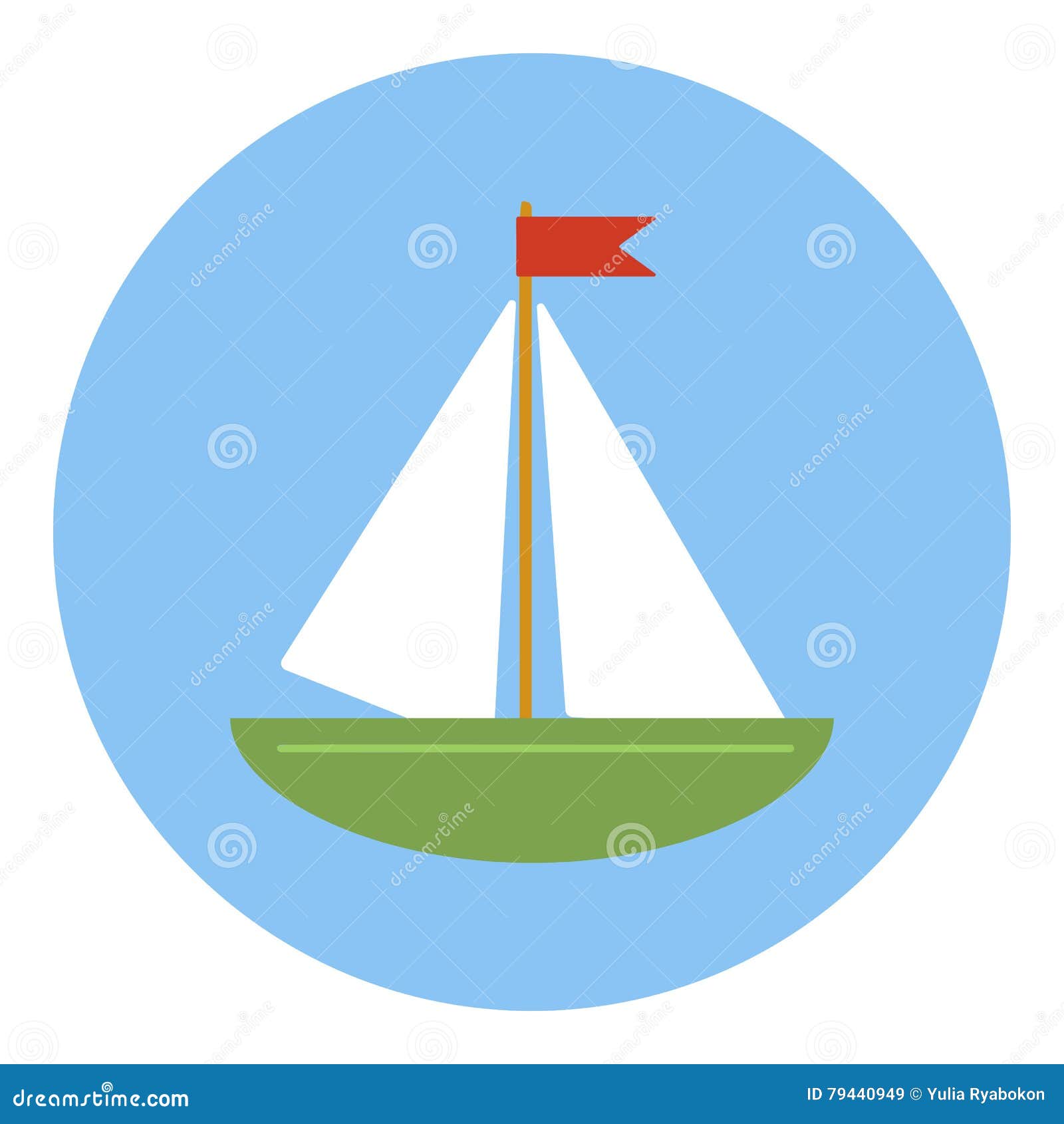 Sailing Ship Icon, Flat Style Stock Vector - Illustration of luxury ...