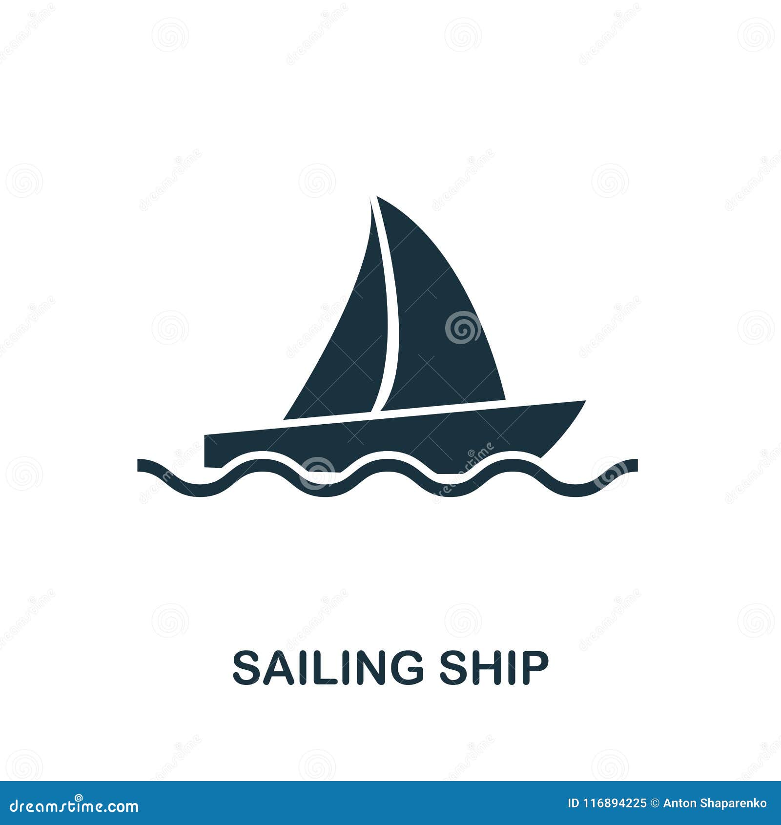 Sailing Ship Icon in Vector. Flat Style Icon Design. Vector ...