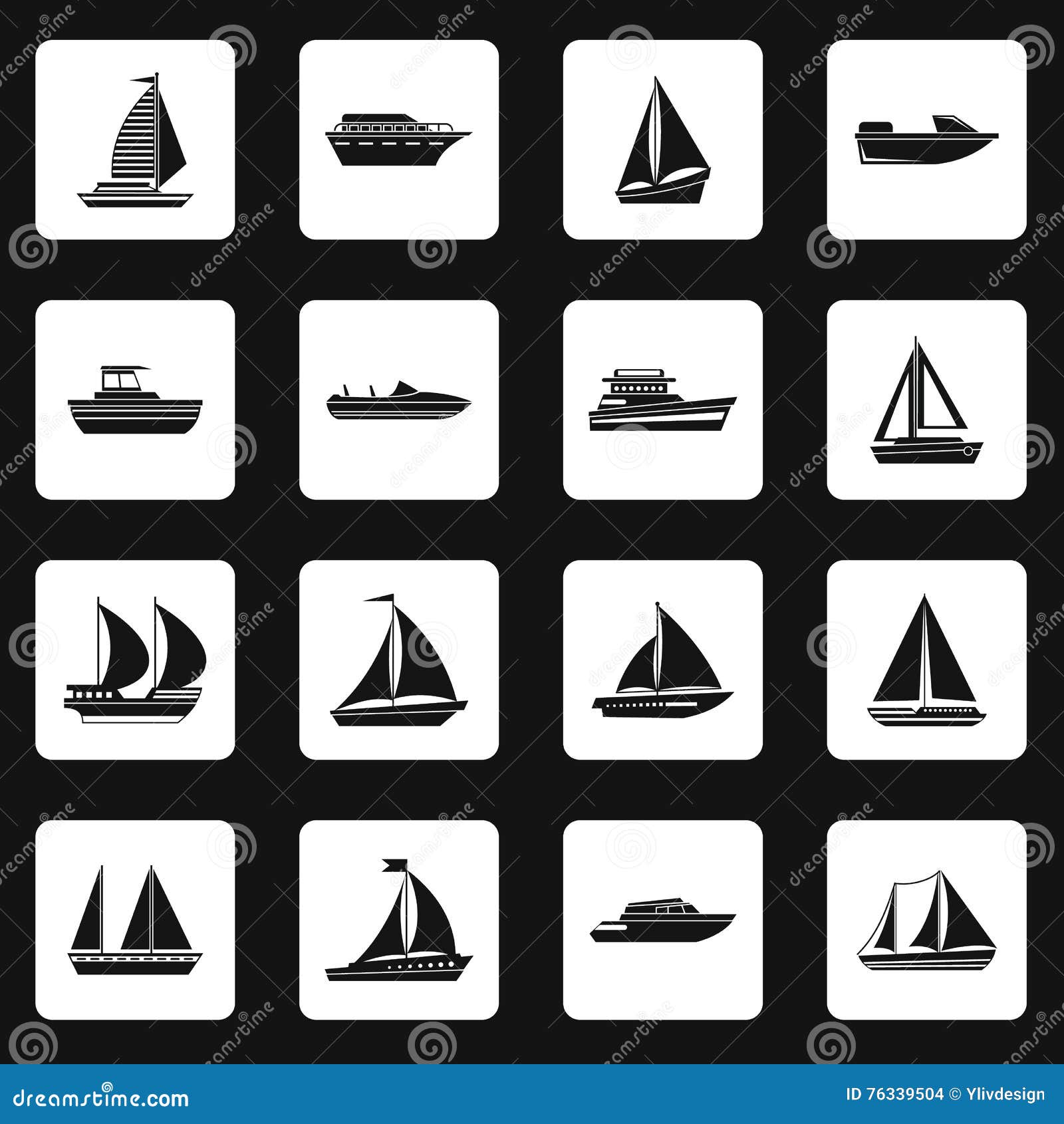 Sailing Ship Icons Set, Simple Style Stock Vector - Illustration of ...