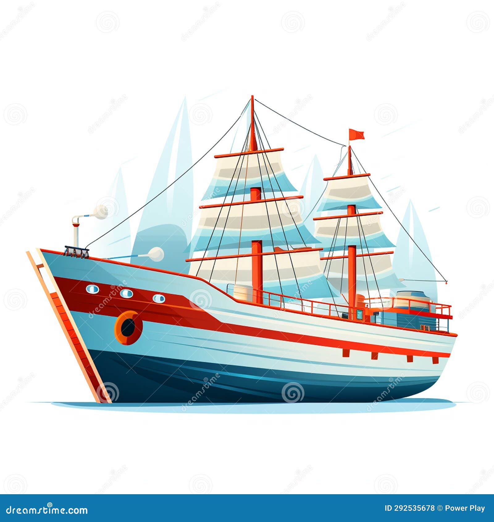 Sailing Ship Isolated on White Background. Vector Illustration Stock ...