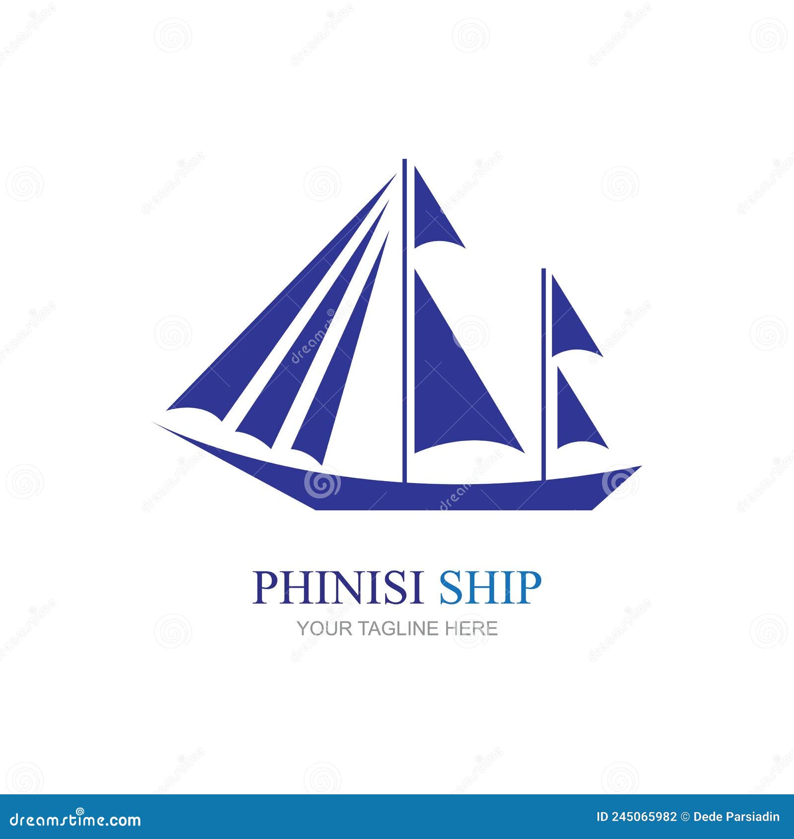 Sailing Ship Logo Pinisi Ship Vintage Blue Ship in the Sea Design ...