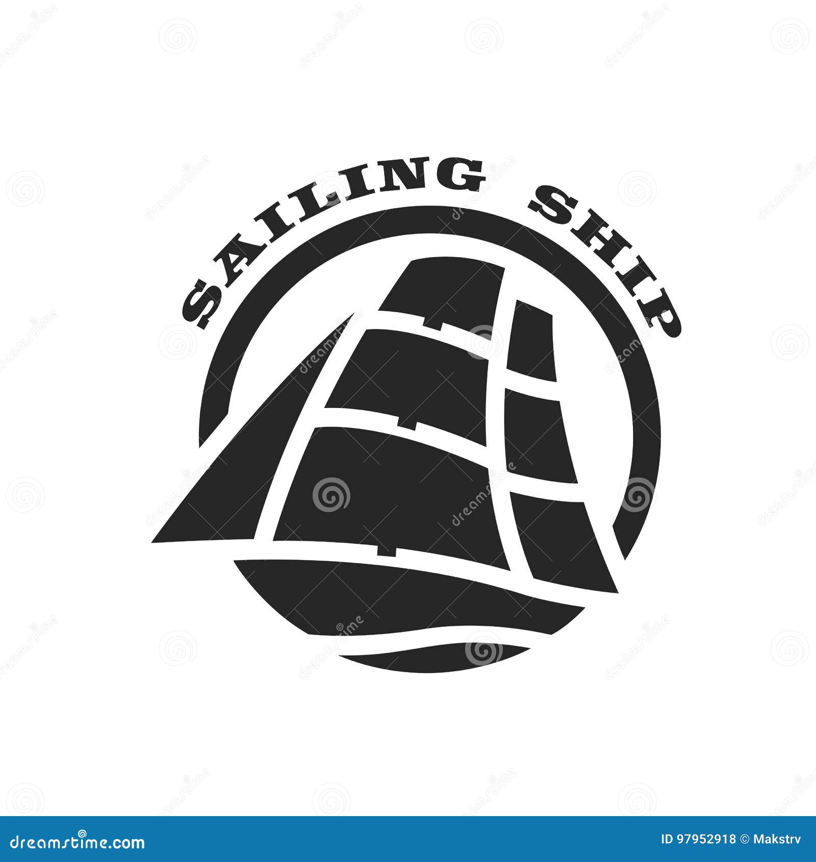 Sailing ship logo, symbol. stock vector. Illustration of voyage - 97952918