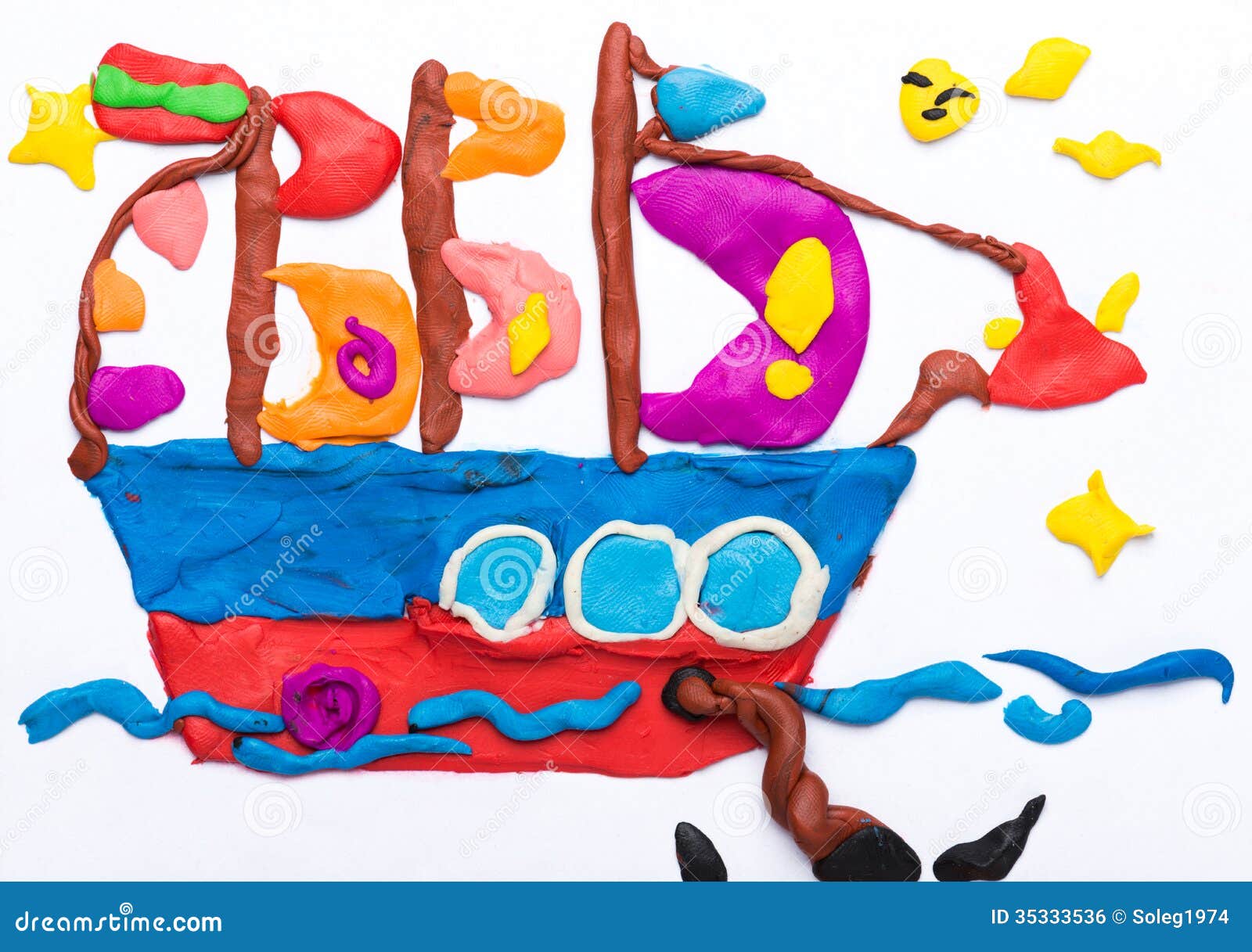 Sailing Ship Made of Plasticine Stock Photo - Image of cartoon, sail ...
