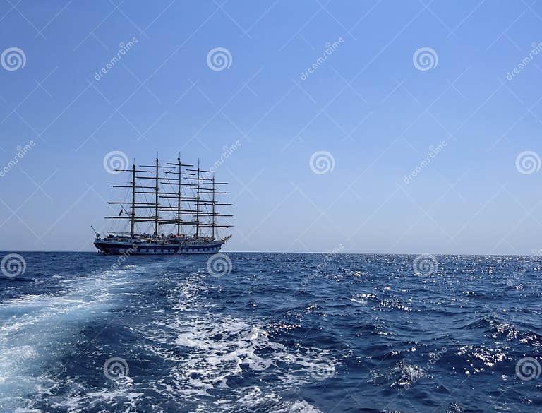 The Sailing Ship on the Mediterranean Stock Image - Image of pirate ...
