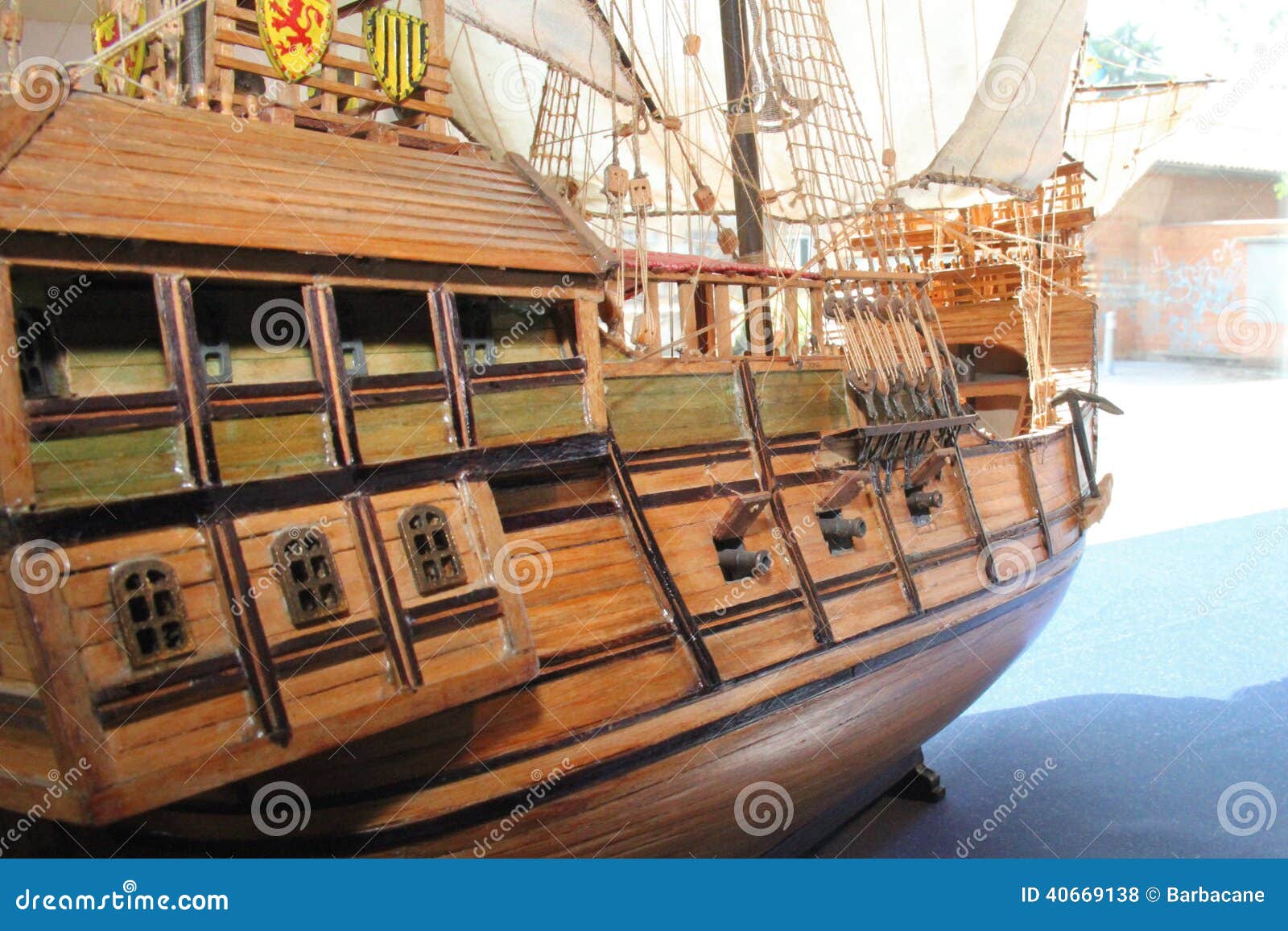 Sailing ship in miniature stock photo. Image of rope - 40669138