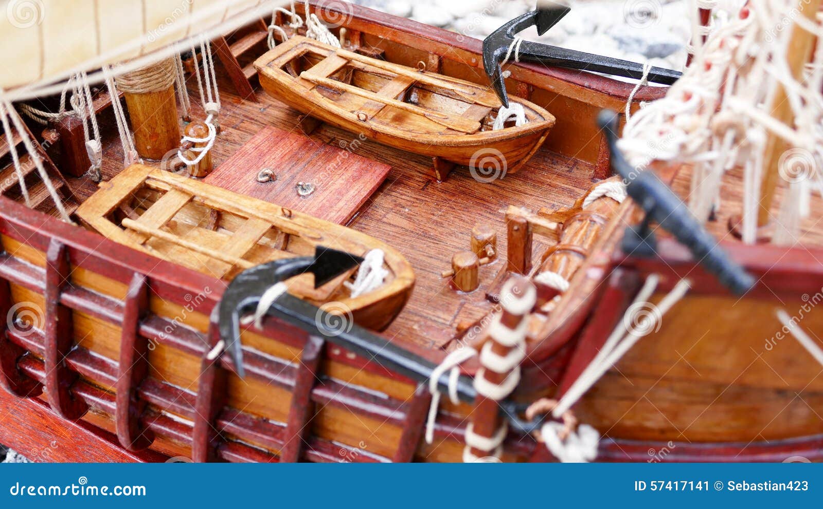 Sailing Ship Model Detail - Hand Made Stock Image - Image of hobby ...