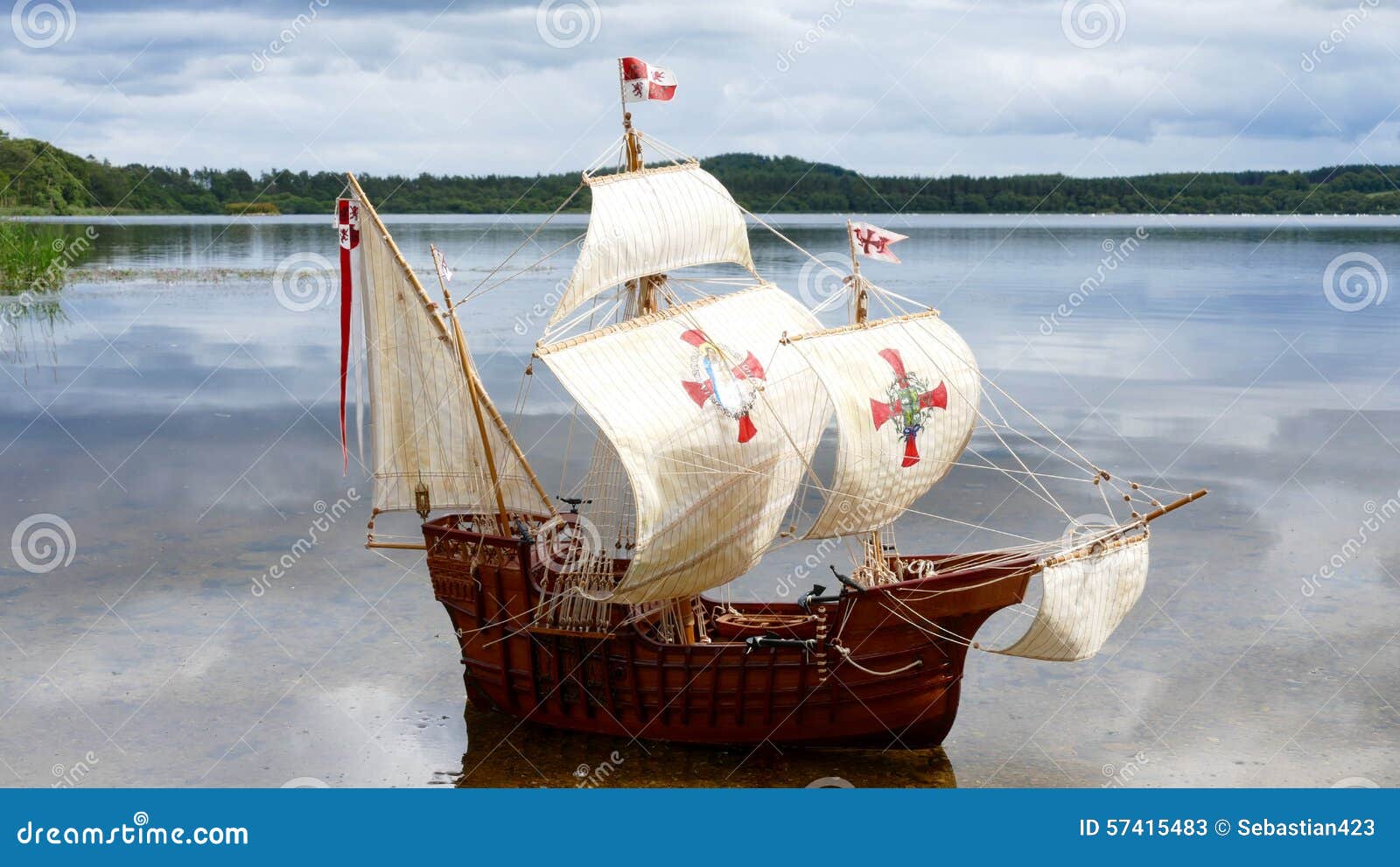 Sailing Ship Model - Hand Made Santa Maria Stock Image - Image of ...