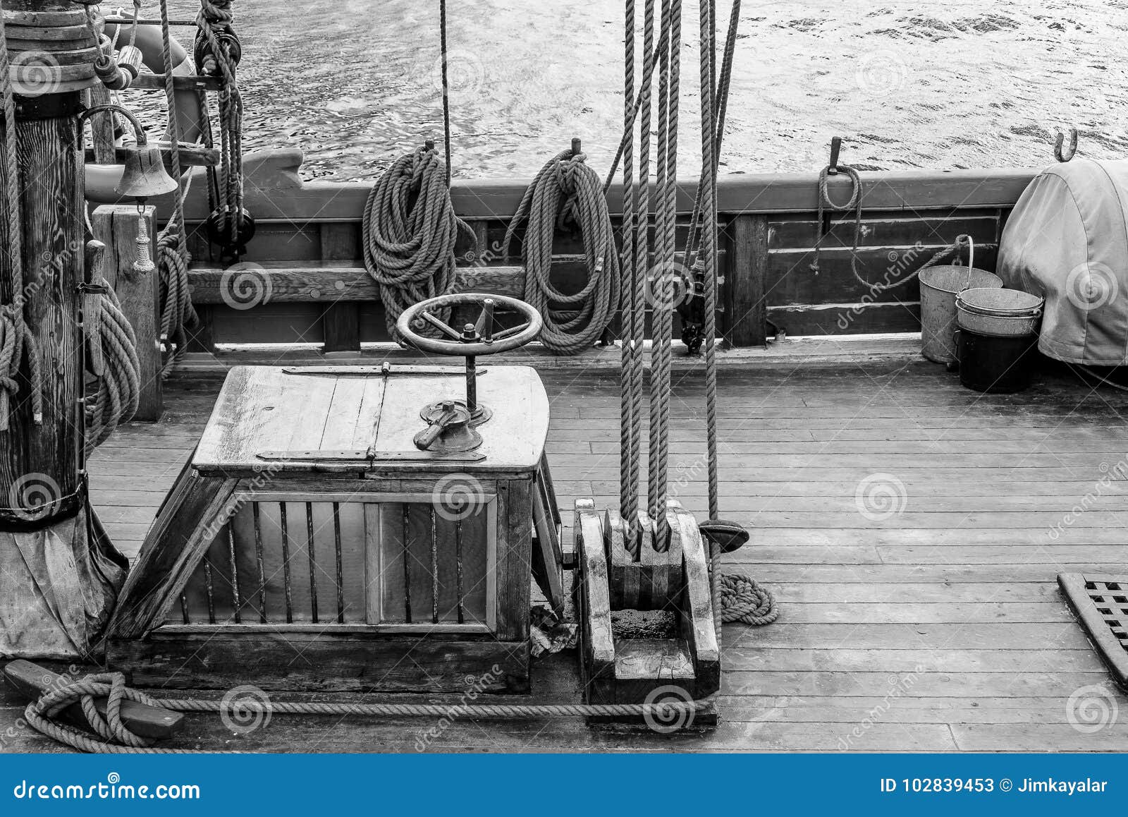Sailing Ship Nautical Fine Art Stock Image - Image of ropes, rudder ...