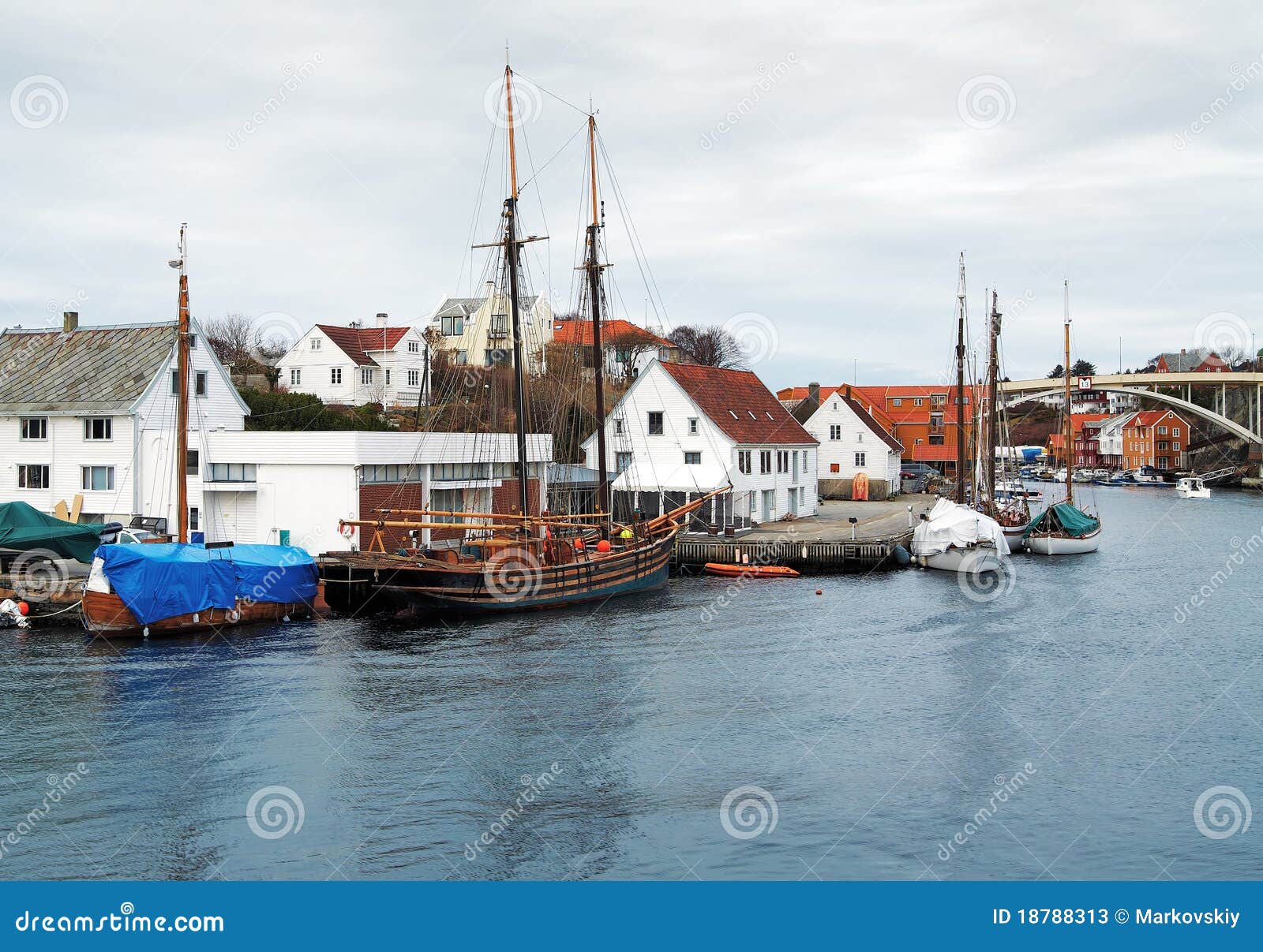 Sailing Ship Near the Berth in Haugesund Stock Image - Image of mast ...
