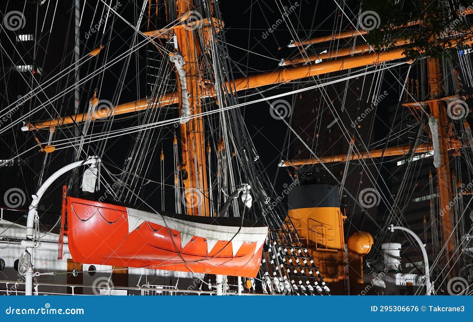 Sailing ship at night stock photo. Image of night, harbor - 295306676