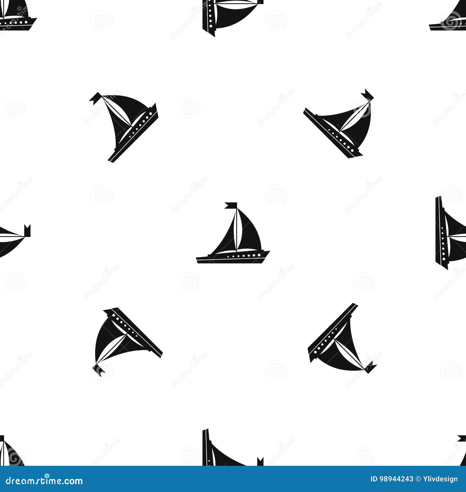 Sailing Ship Pattern Seamless Black Stock Vector - Illustration of ...