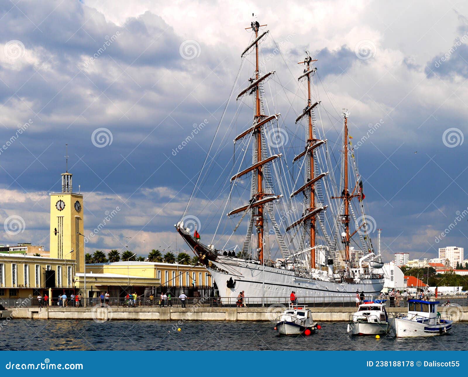 Sailing Ship Quayside Berth Stock Photo - Image of clouds, rigging ...