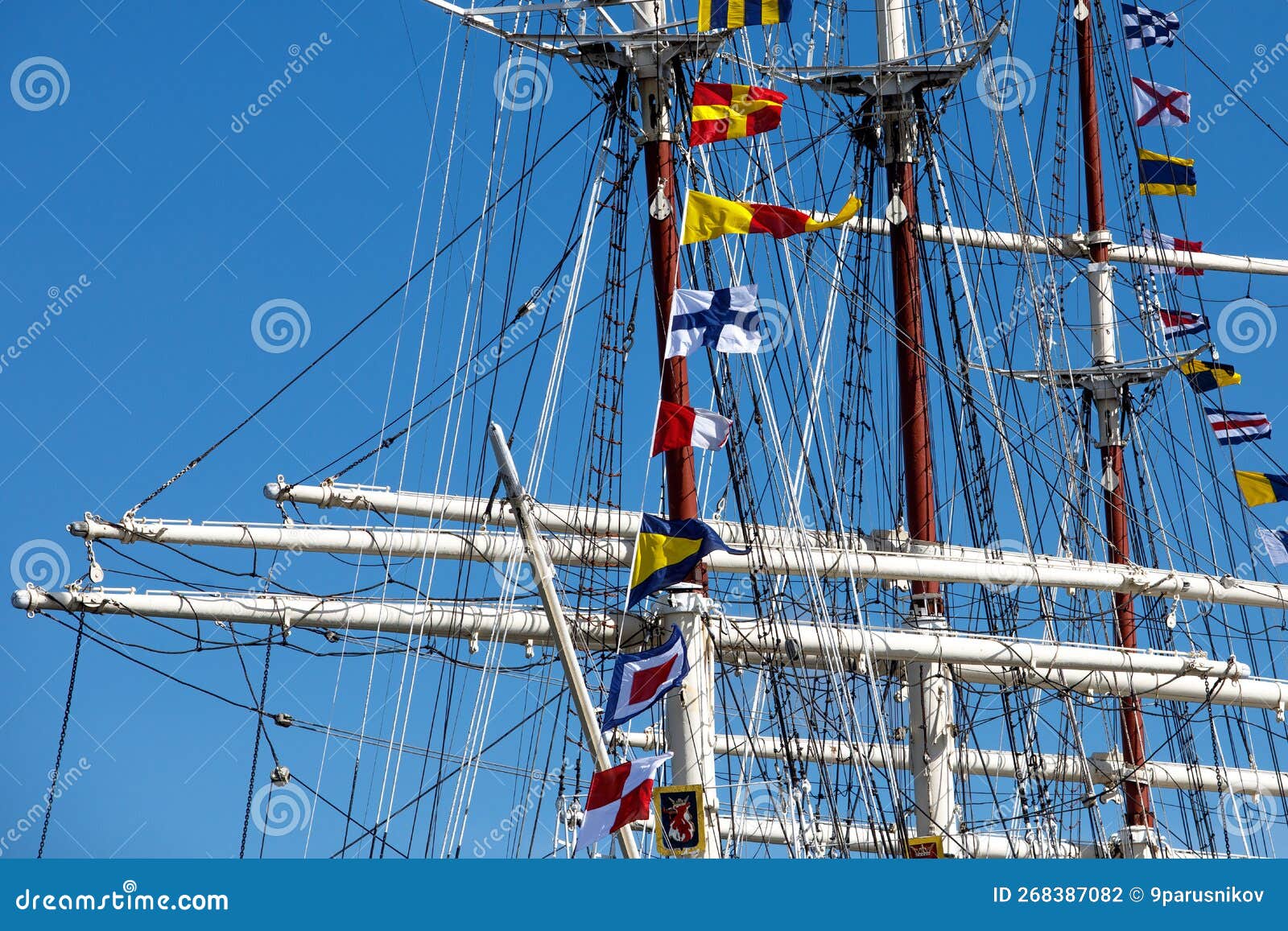 Sailing Ship Rigging, Masts and Cables. Stock Photo - Image of ...