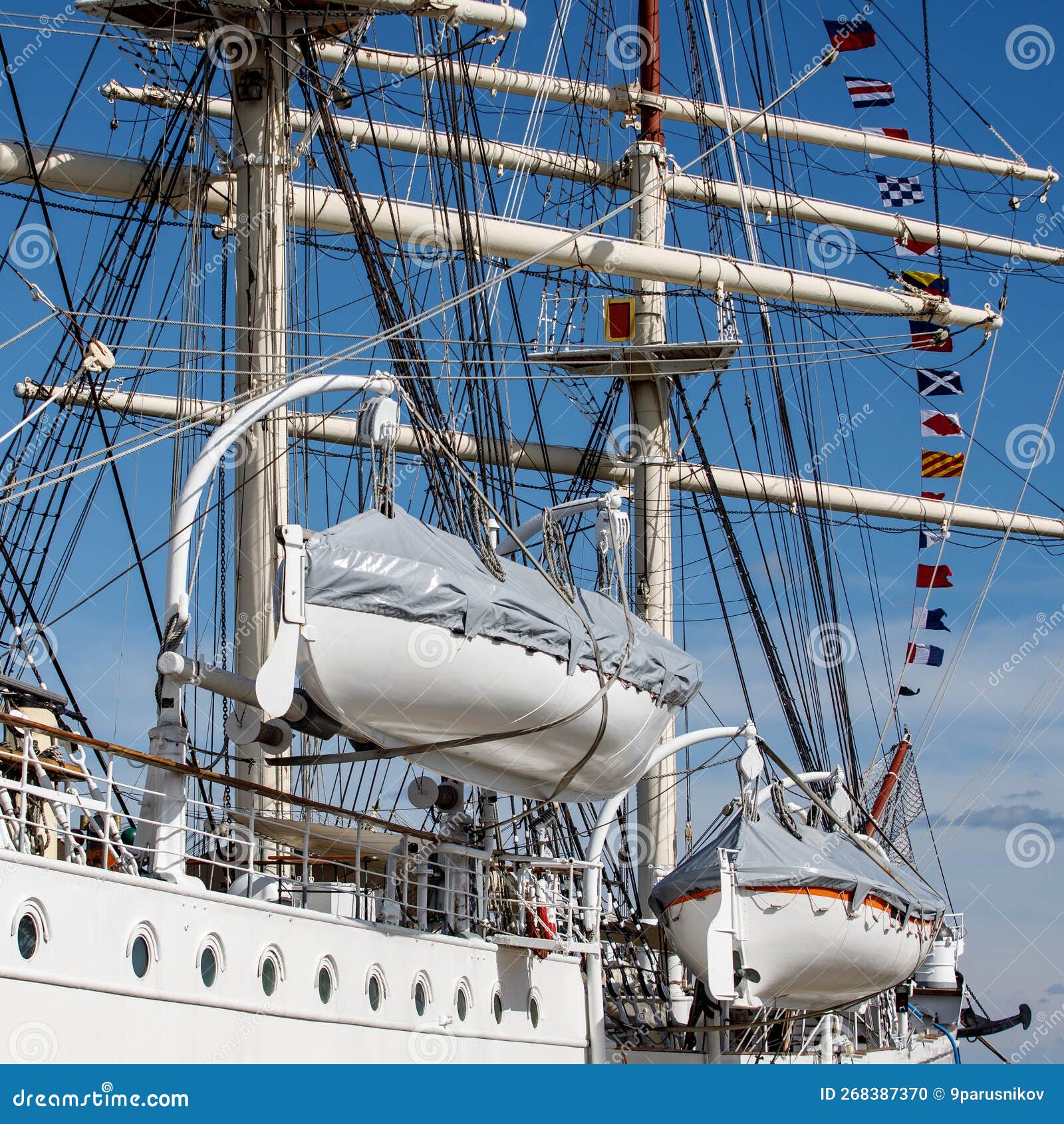 Sailing Ship Rigging, Masts and Cables. Stock Photo - Image of ...