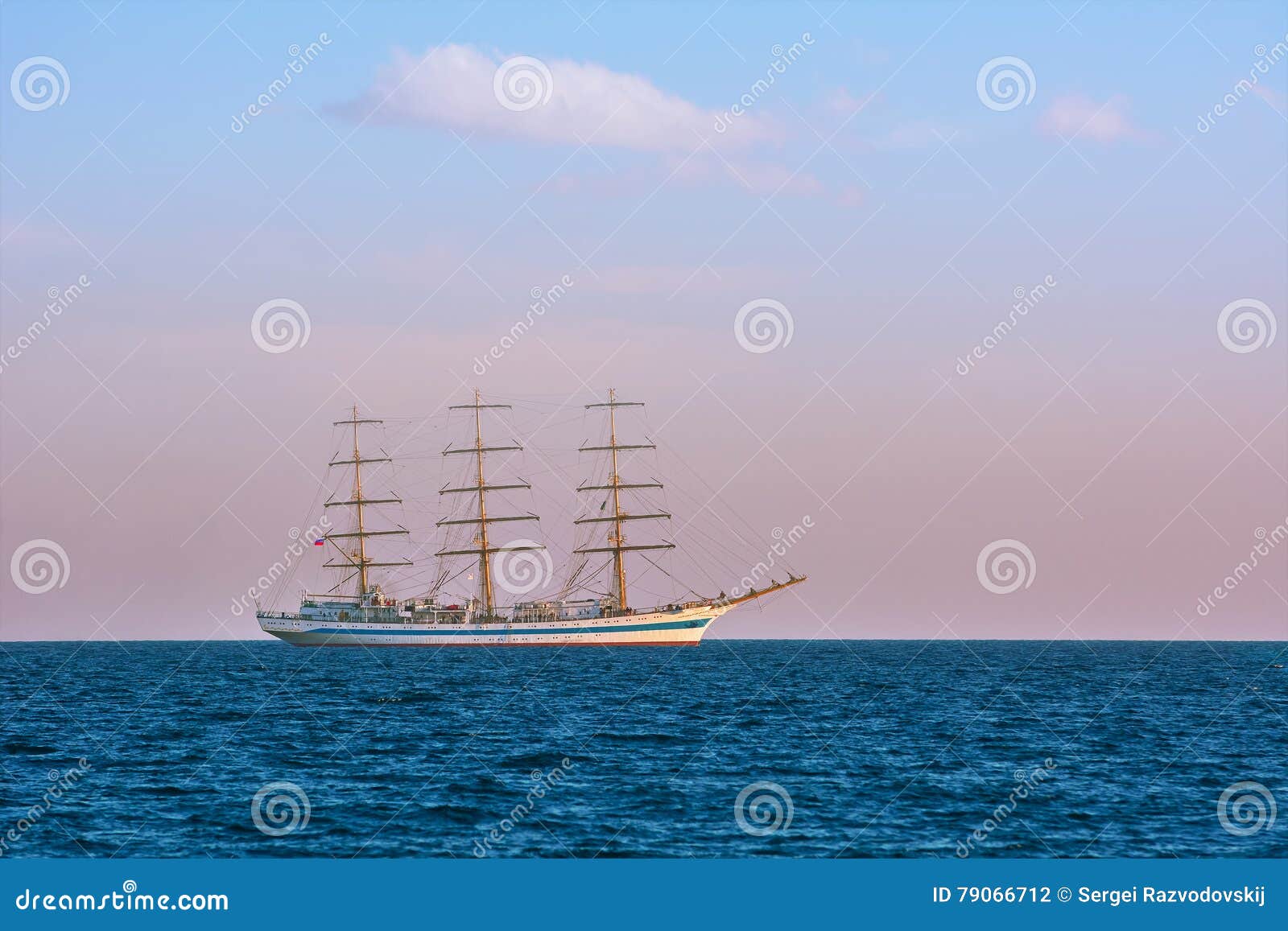 Sailing Ship without Sails in the Sea Stock Photo - Image of horizon ...