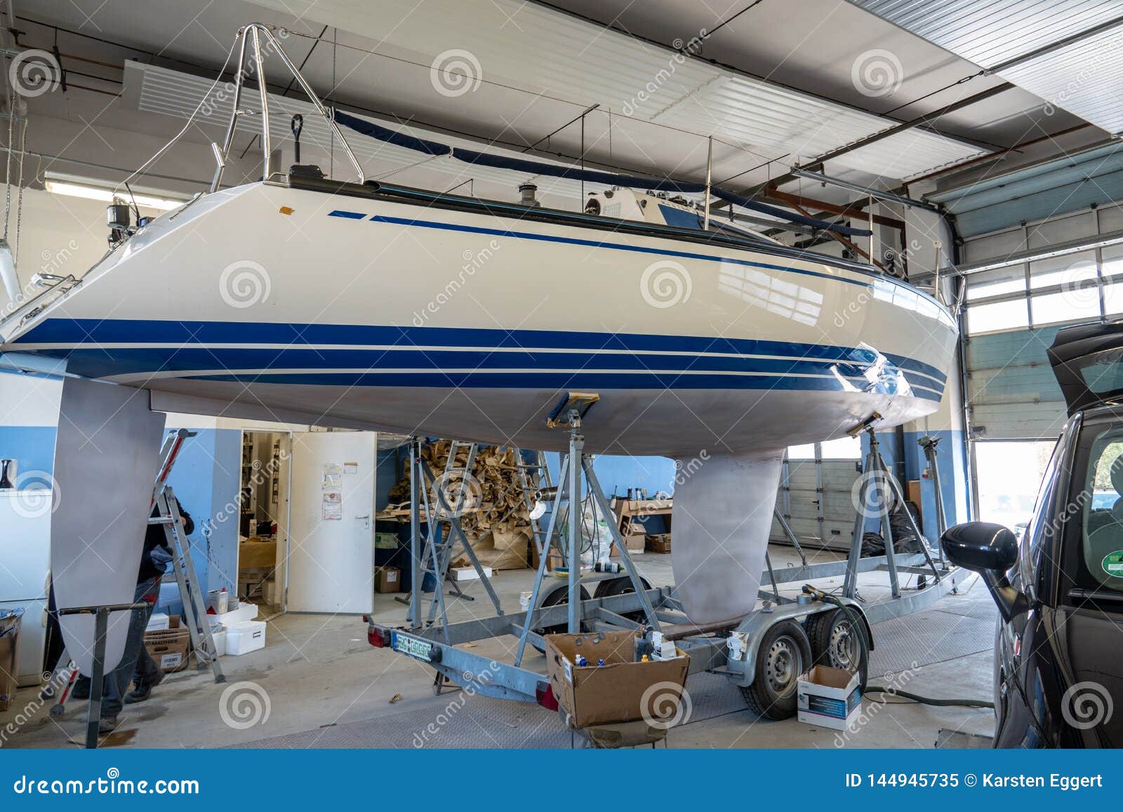 Sailing Ship Stands in a Paint Shop To Be Repainted Stock Image - Image ...