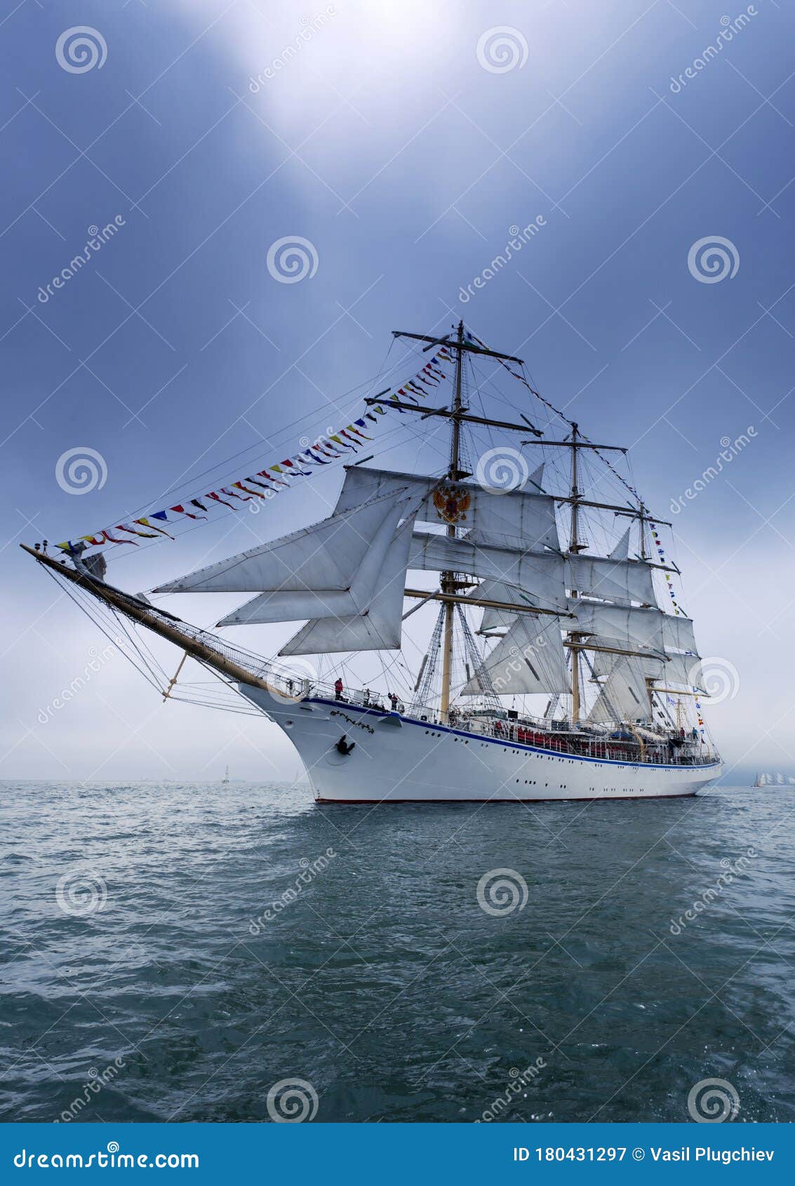 Sailing Ship with Stretched Sails Stock Image - Image of seas, rope ...