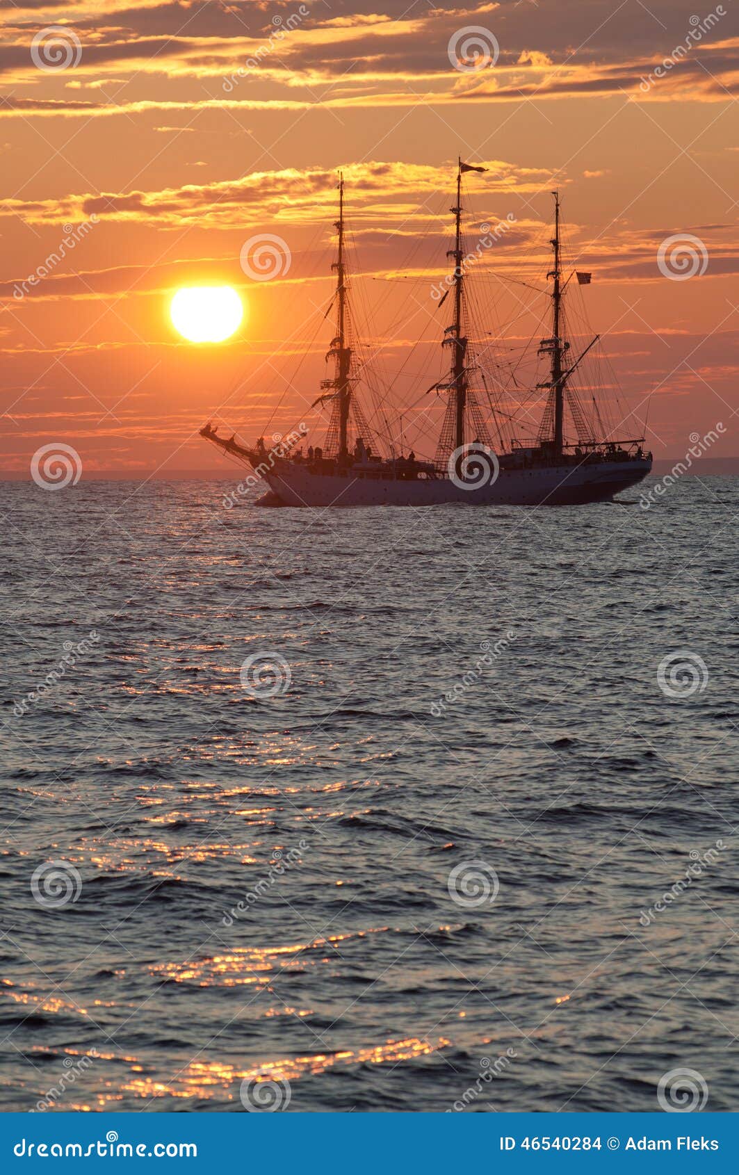Tall ship in Sunset stock photo. Image of leisure, christian - 46540284