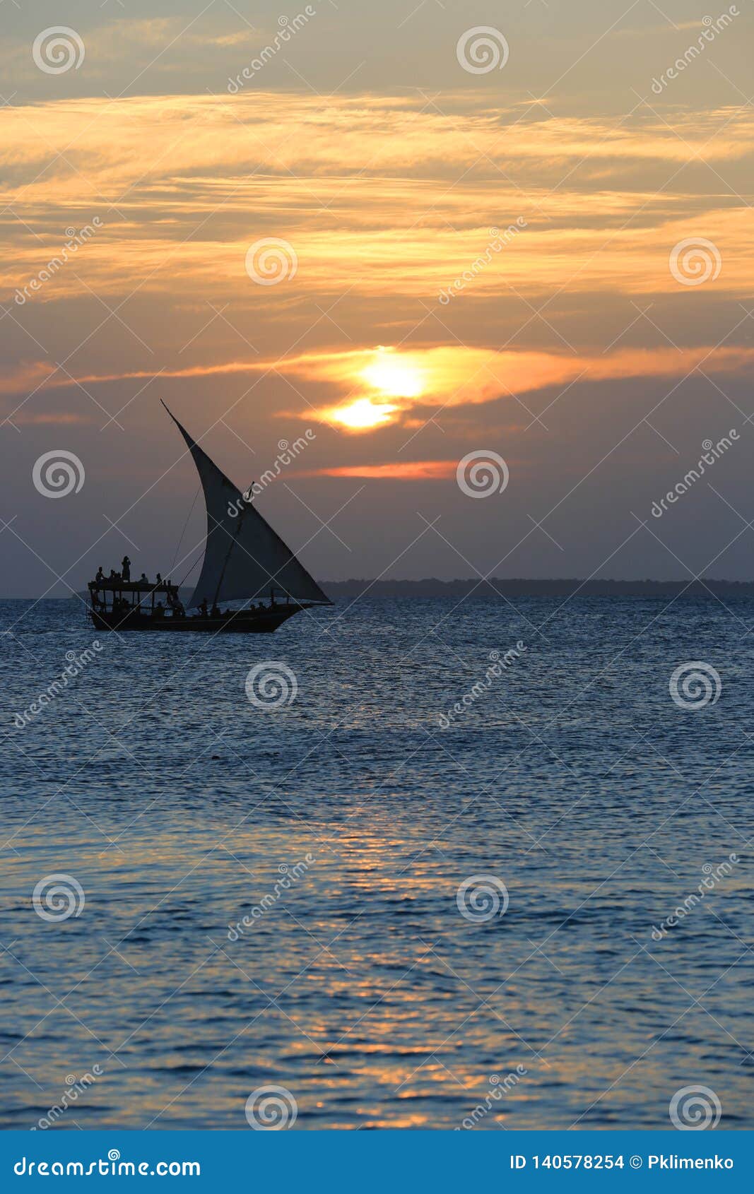 Sailing ship on sunset sea stock photo. Image of horizon - 140578254