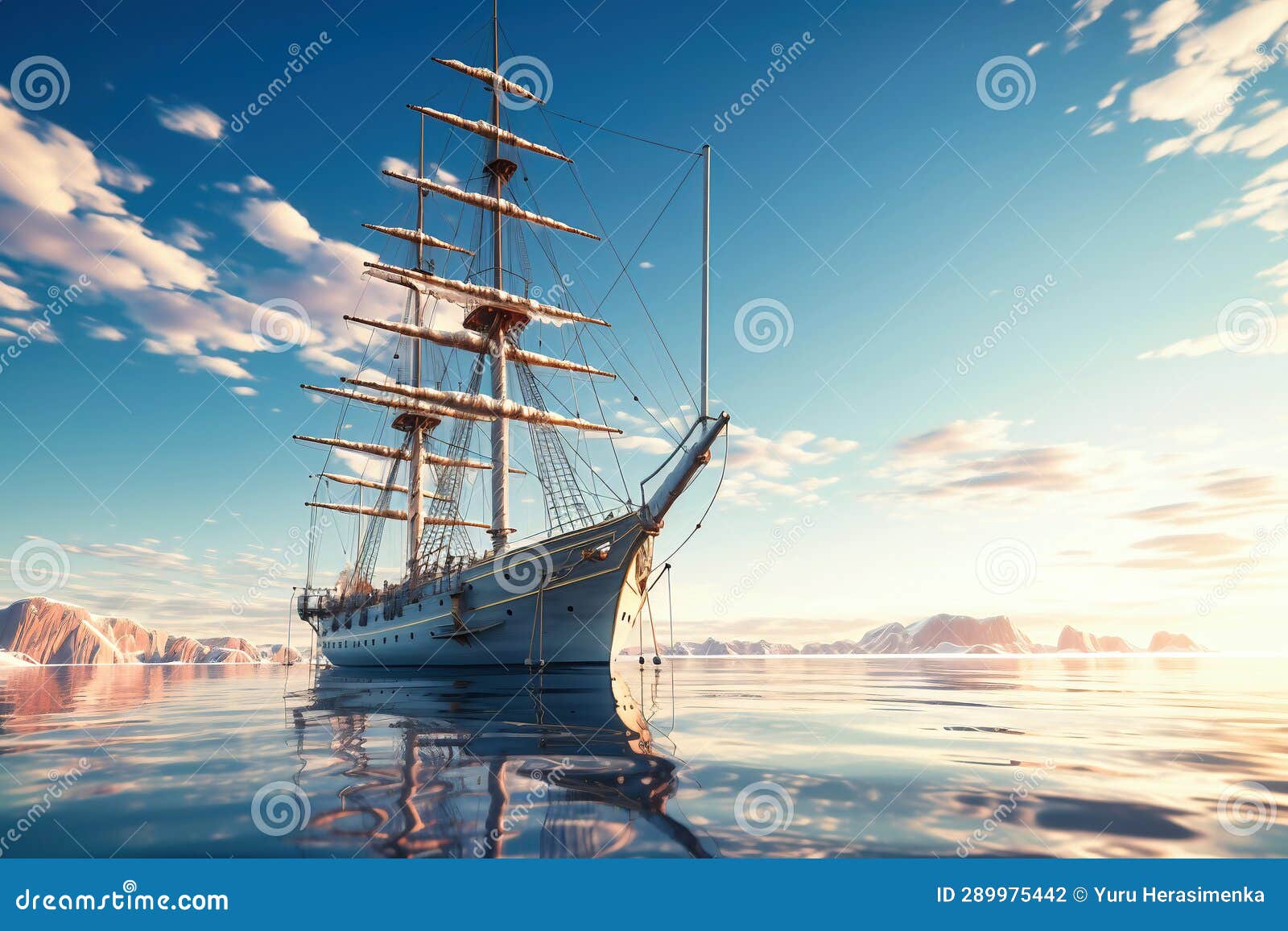 Sailing Ship Under Sail Breaking through the Waves Stock Illustration ...
