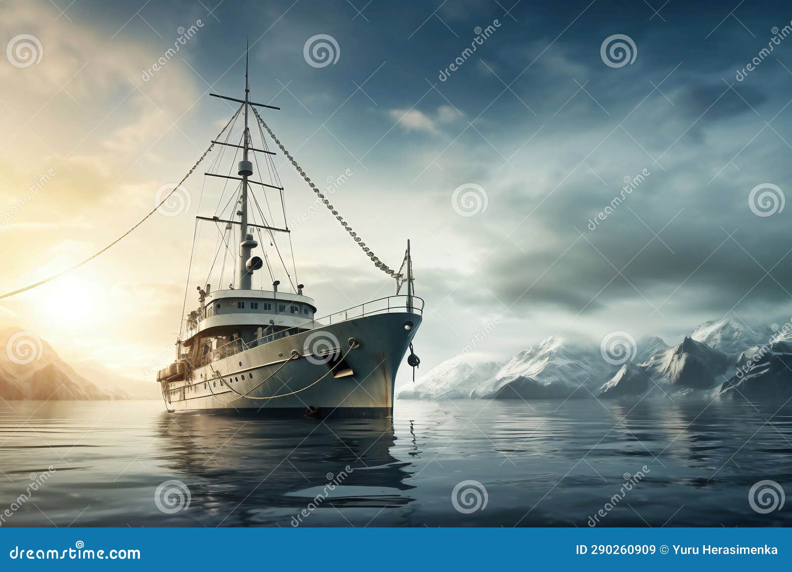 Sailing Ship Under Sail Breaking through the Waves Stock Illustration ...