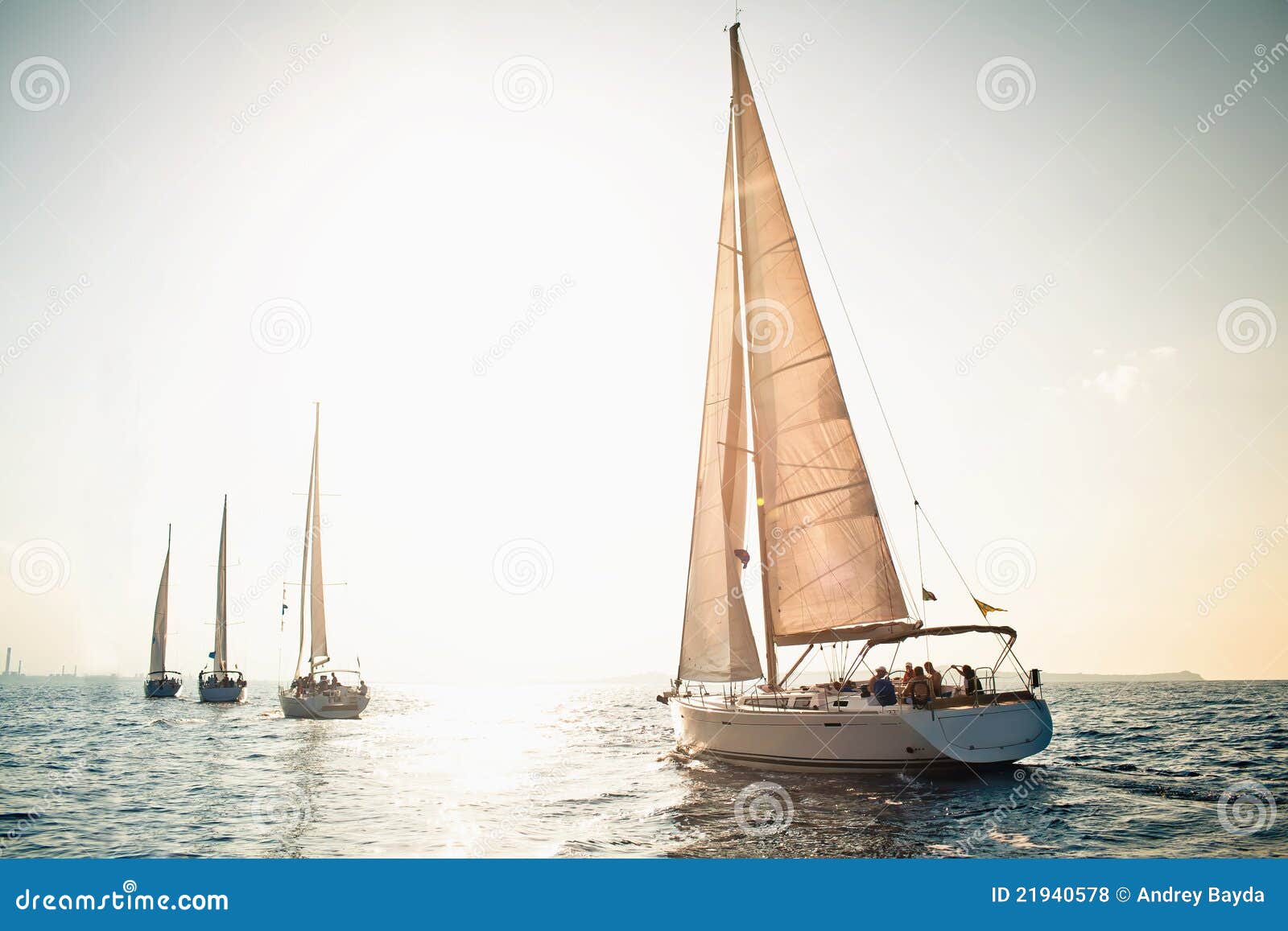 Sailing Ship Yachts with White Sails Stock Photo - Image of sailboat ...