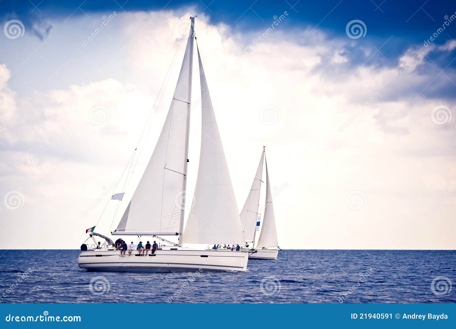 Sailing Ship Yachts with White Sails Stock Image - Image of sailboat ...