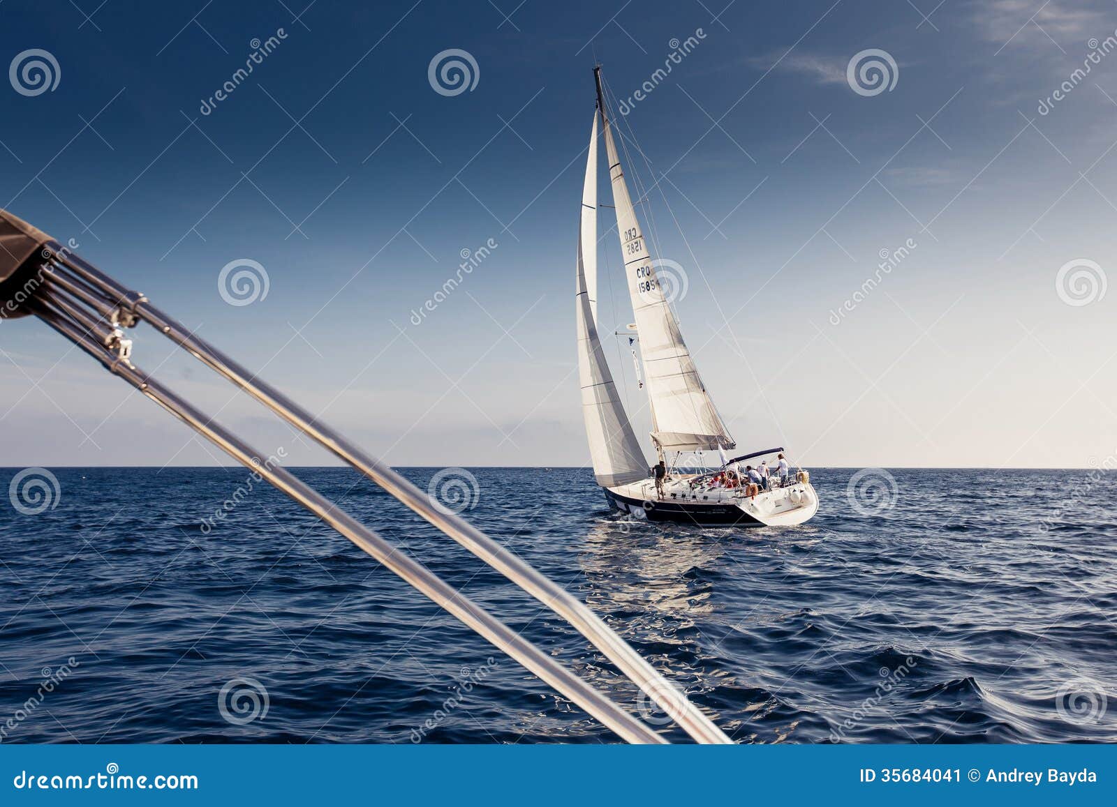 Sailing Ship Yachts with White Sails Stock Image - Image of crew, ship ...