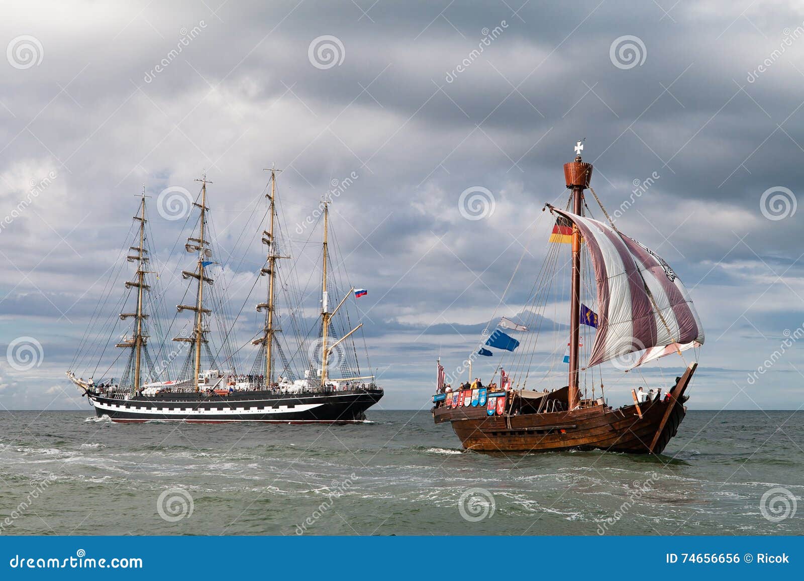 Sailing Ships on the Baltic Sea in Rostock (Germany) Editorial Photo ...