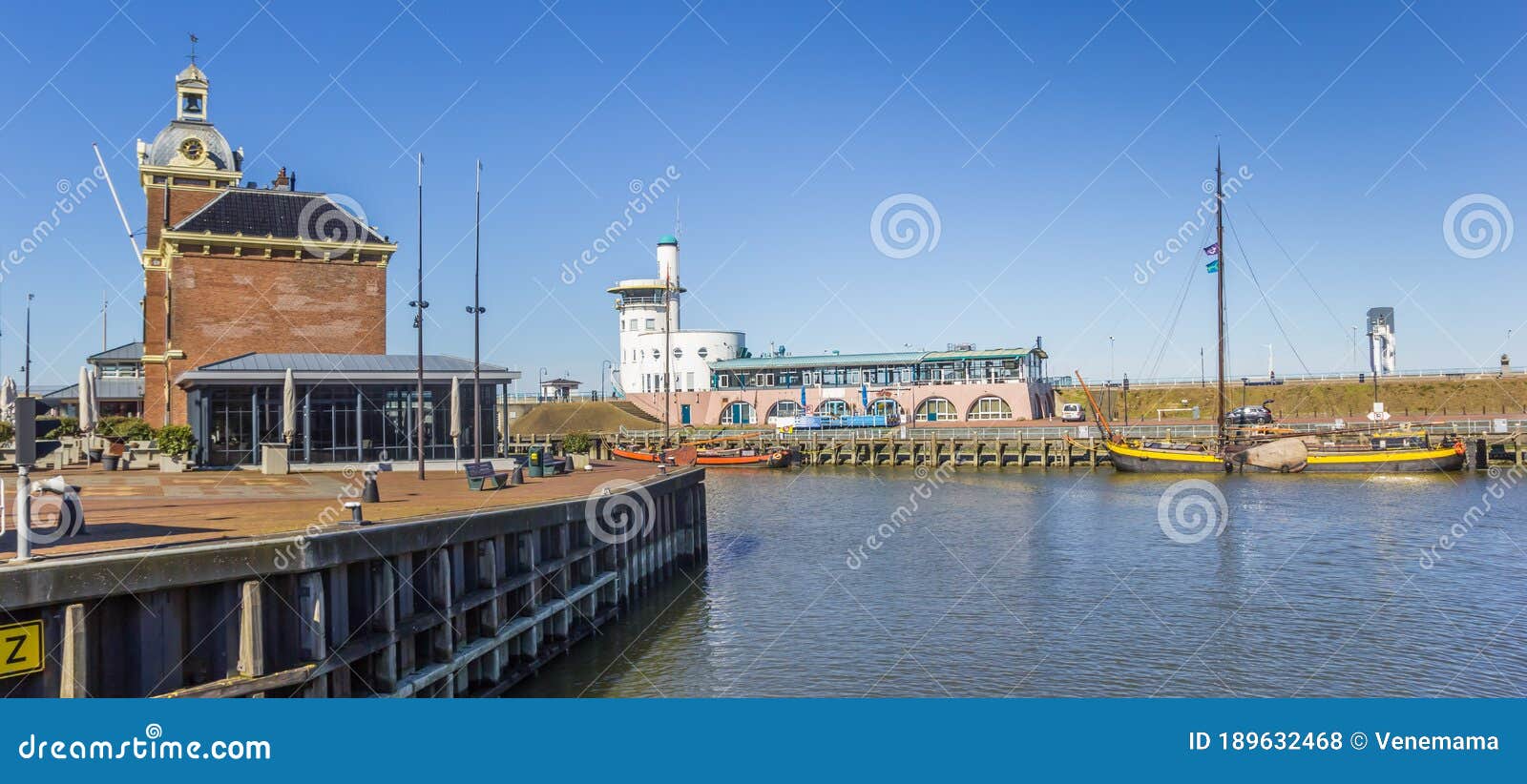 Sailing Ships and Ferry Terminal in Harlingen Stock Photo - Image of ...