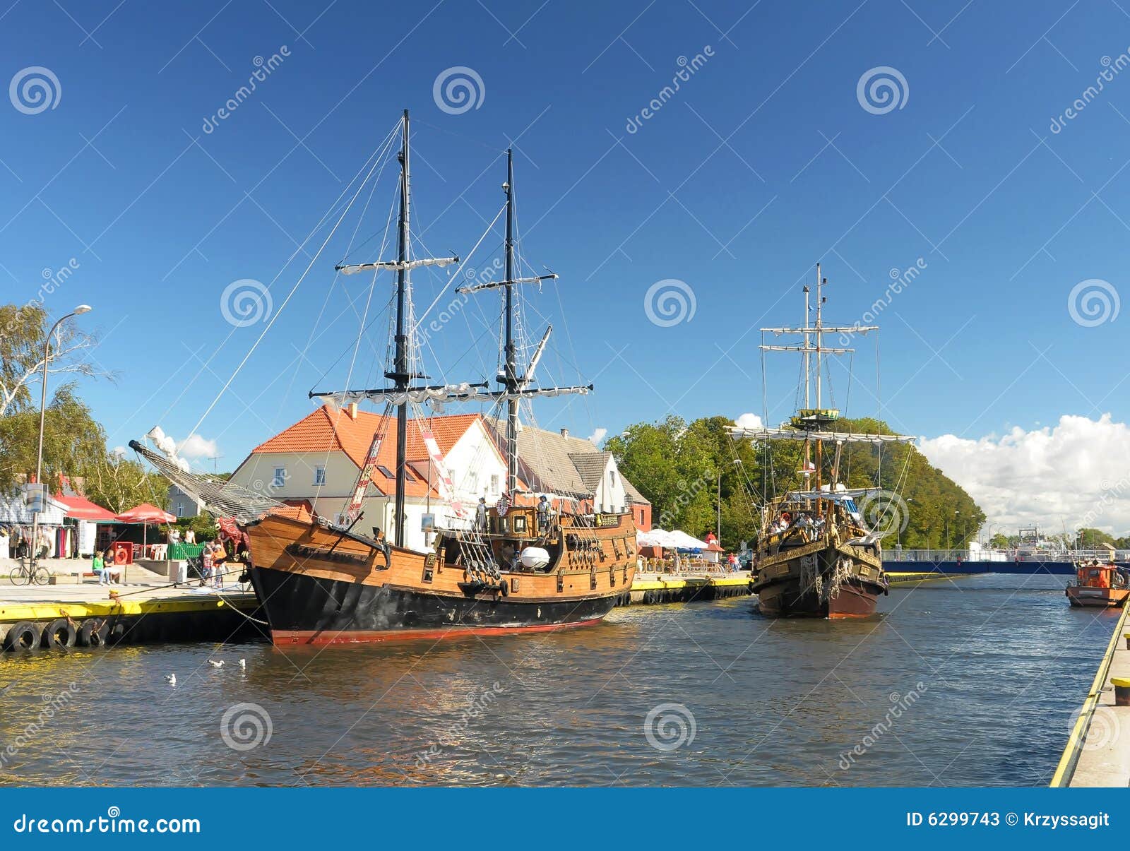 Sailing ships in port stock image. Image of wood, masts - 6299743