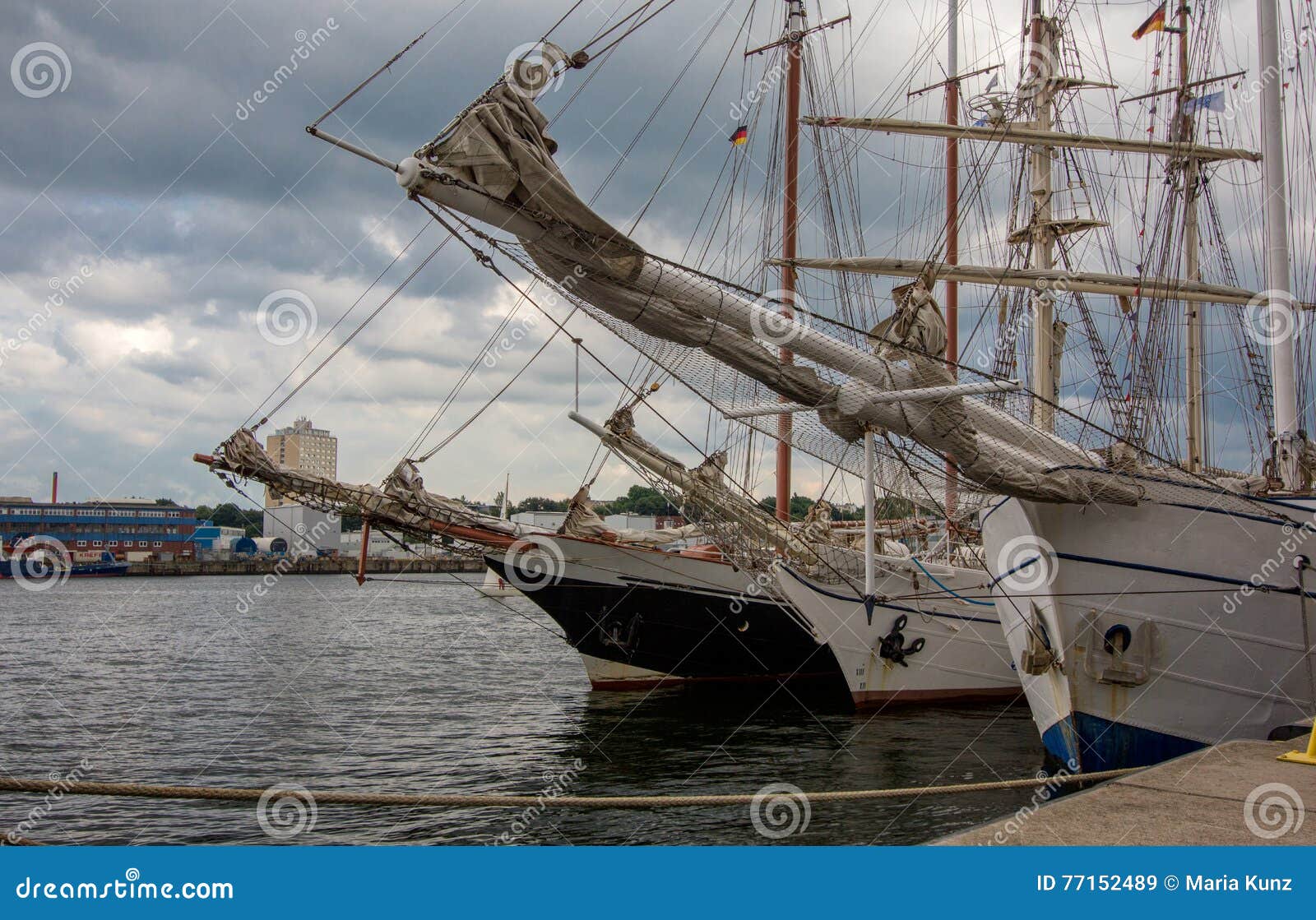 Sailing Ships in the Port Keel Stock Image - Image of moored, pier ...