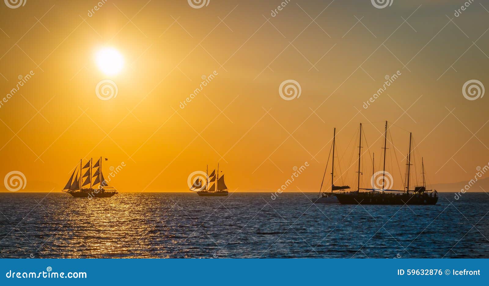 Sailing Ships on the Sea in Sunset Stock Photo - Image of ocean ...